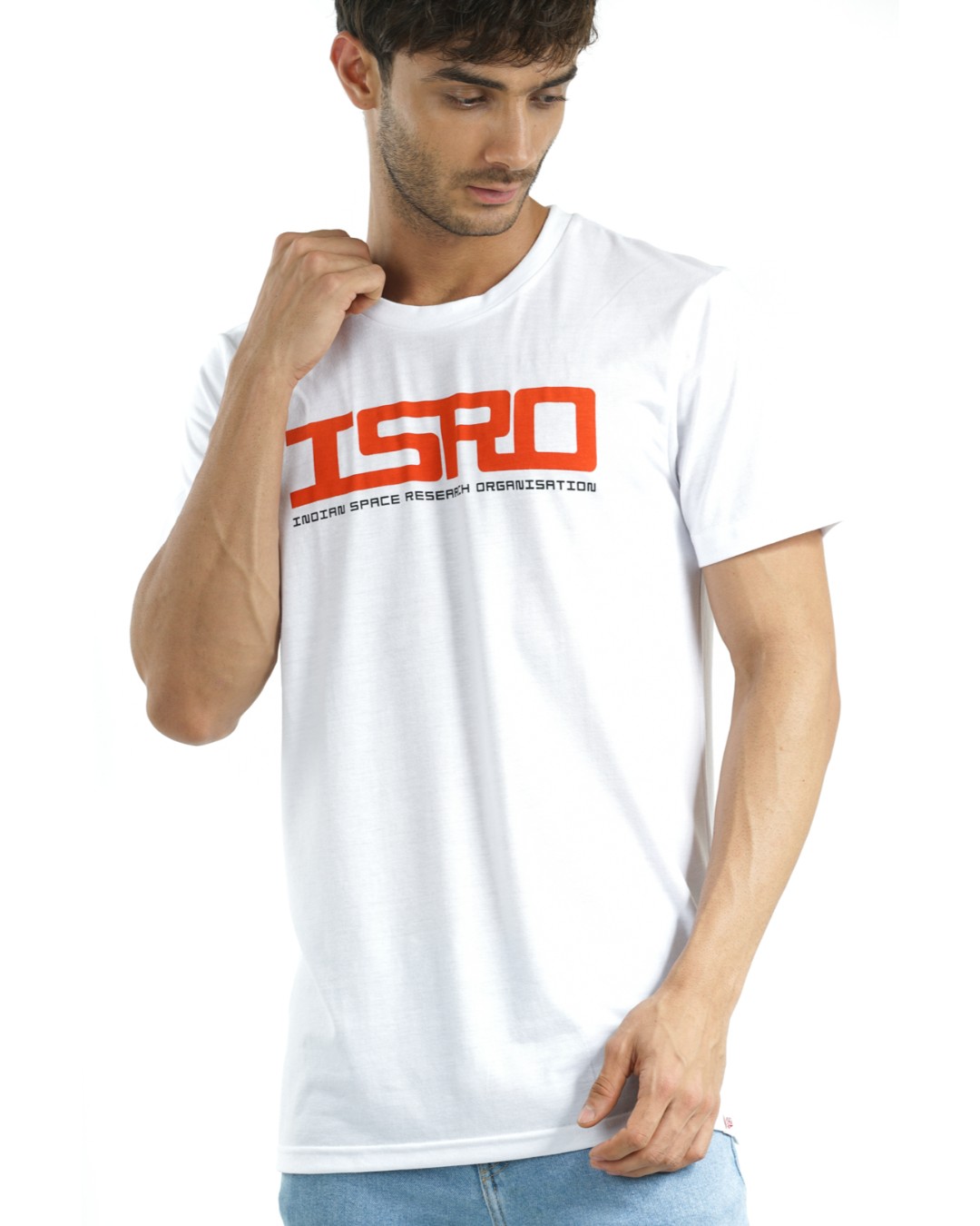 Buy Men's White ISRO Large Block Print T-shirt-Official ISRO Collection ...