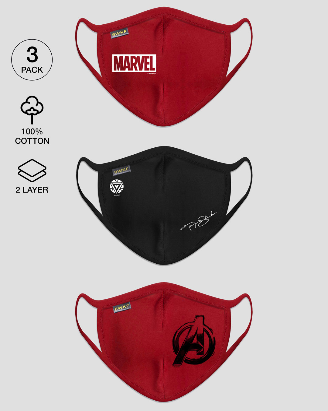 Buy 2-Layer Everyday Protective Mask - Pack of 3 (Logo Marvel! Tony ...