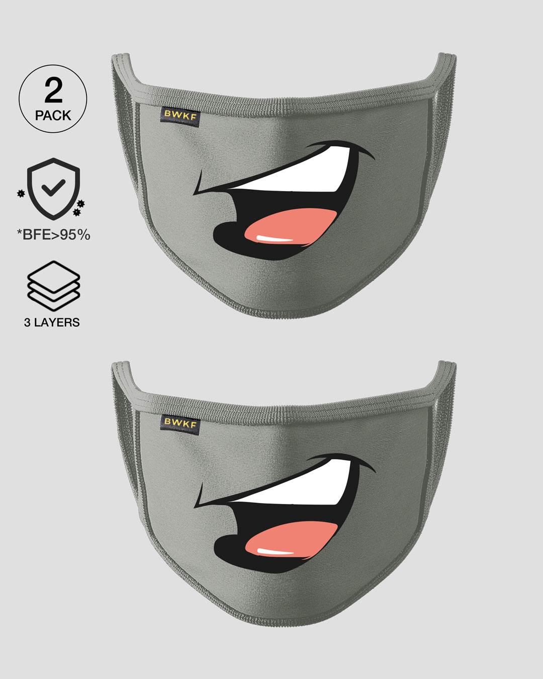 Buy 3-Layer Reusable Printed Life Mask-Pack of 2 ( Wide Smirk ) Online ...