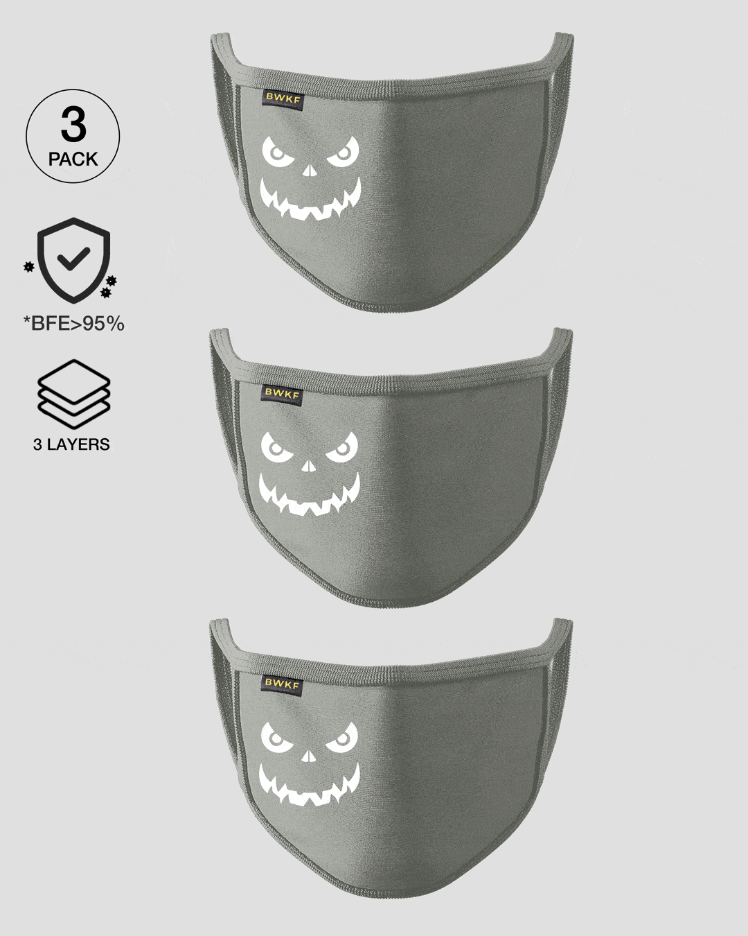 Buy 3-Layer Reusable Printed Life Mask-Pack of 3 (Glow Face) Meteor ...