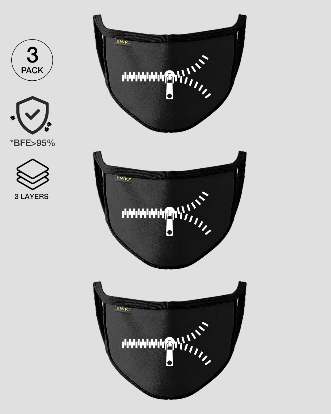 Buy 3-Layer Reusable Printed Life Mask-Pack of 3 (Unzip) Online in ...