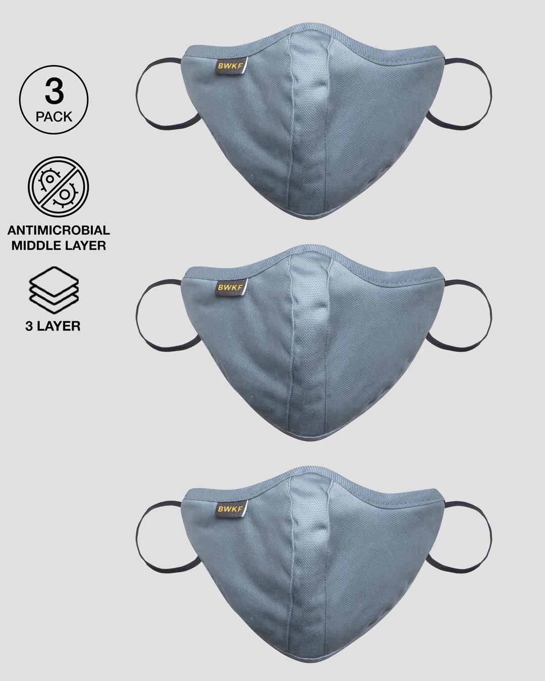 Buy 3 Panel Fashion Mask Combo of 3 (Sea Ice Blue) Online in India at ...