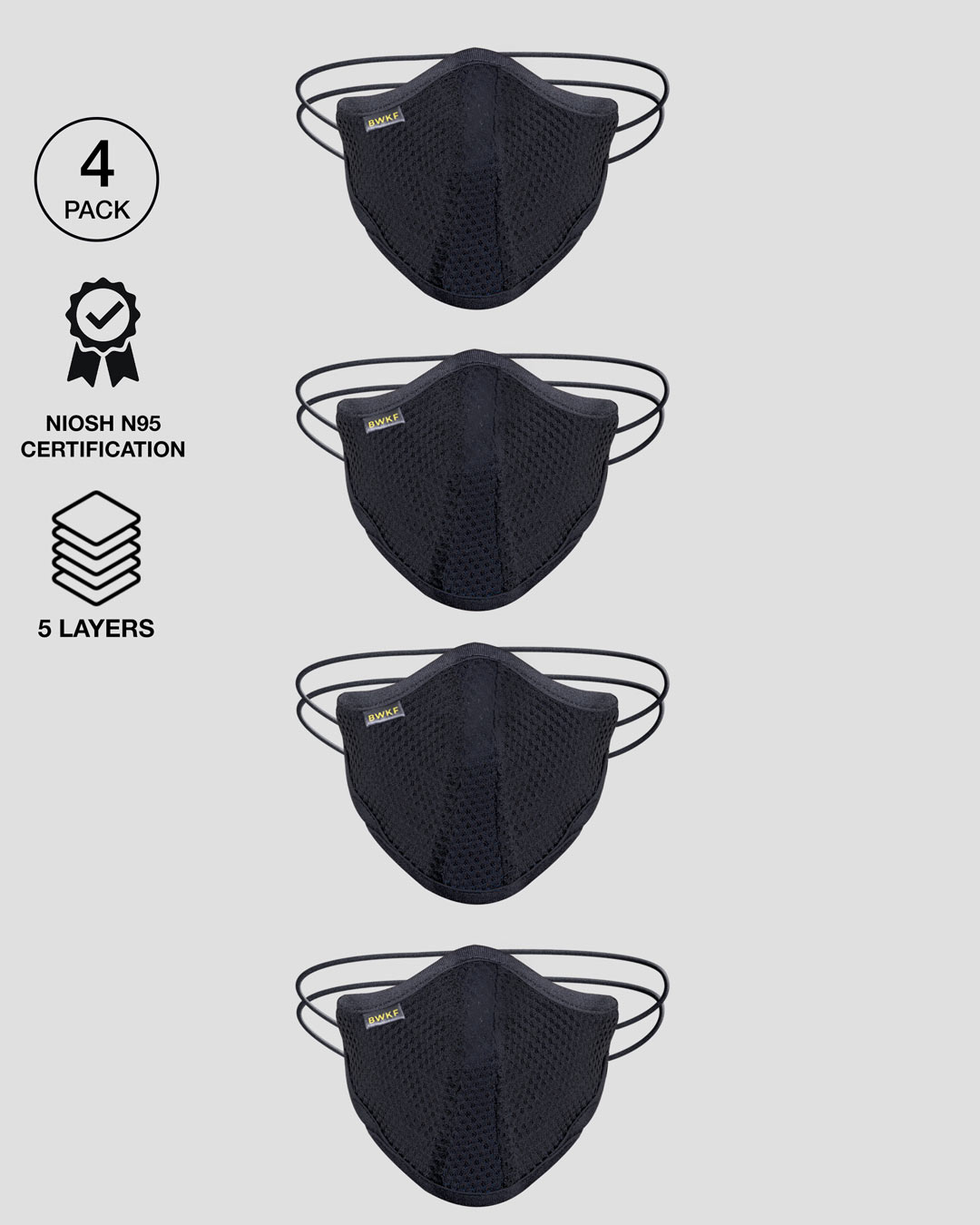 Buy 5 Layer Bewakoof N 95 Reusable Life Mask Men Combo of 4 (Jet Black ...