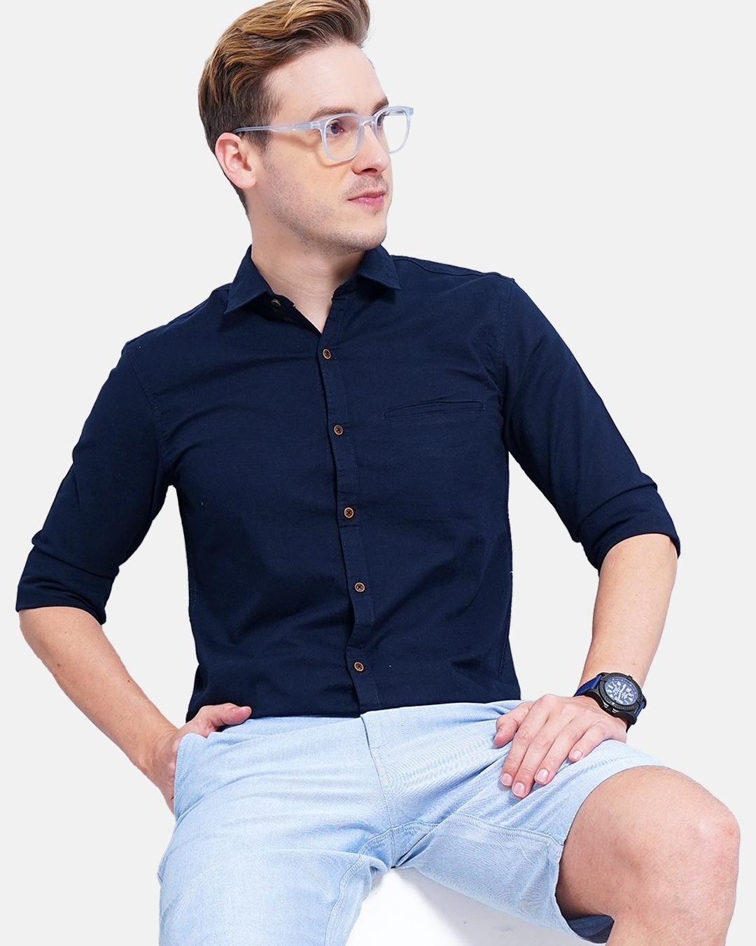 Buy Act Smart Men's Blue Slim Fit Shirt Online at Bewakoof
