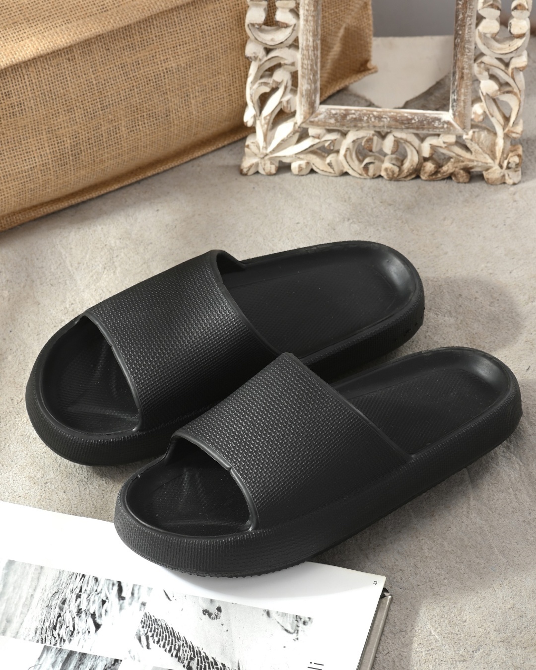 Buy Afrojack Men's Black Sliders Online in India at Bewakoof