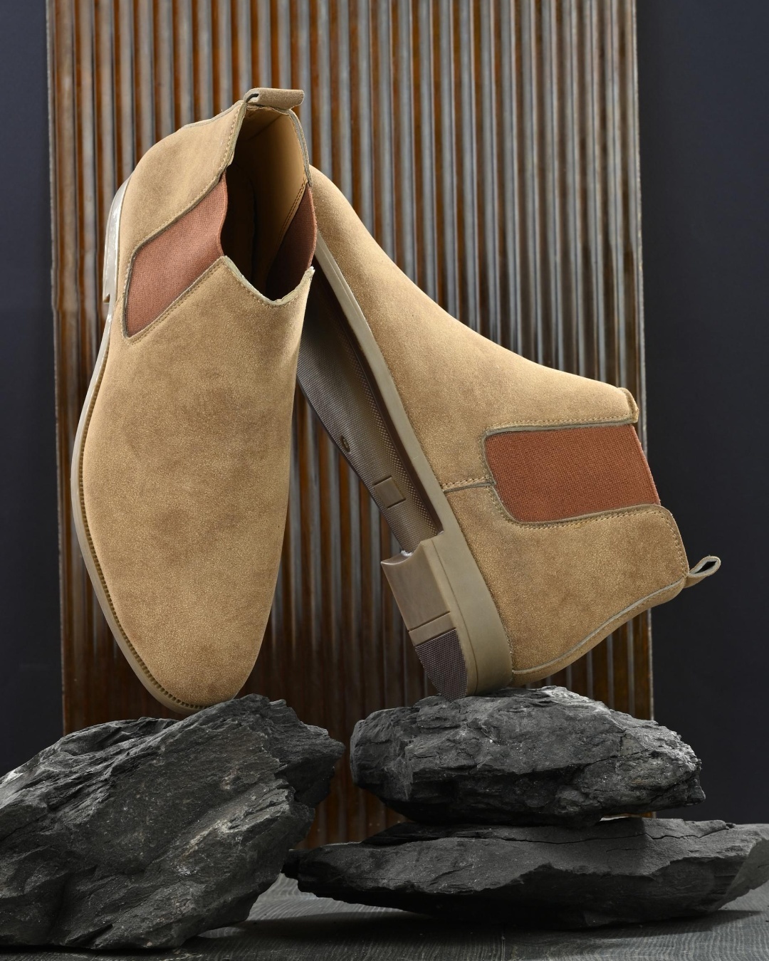 Buy Afrojack Men's Tan Suede Chelsea Boots Online in India at Bewakoof