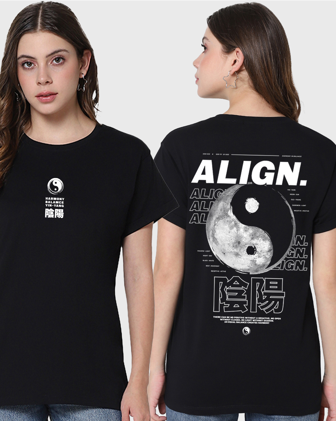 Buy Women's Black Align Graphic Printed Boyfriend T-shirt Online at ...