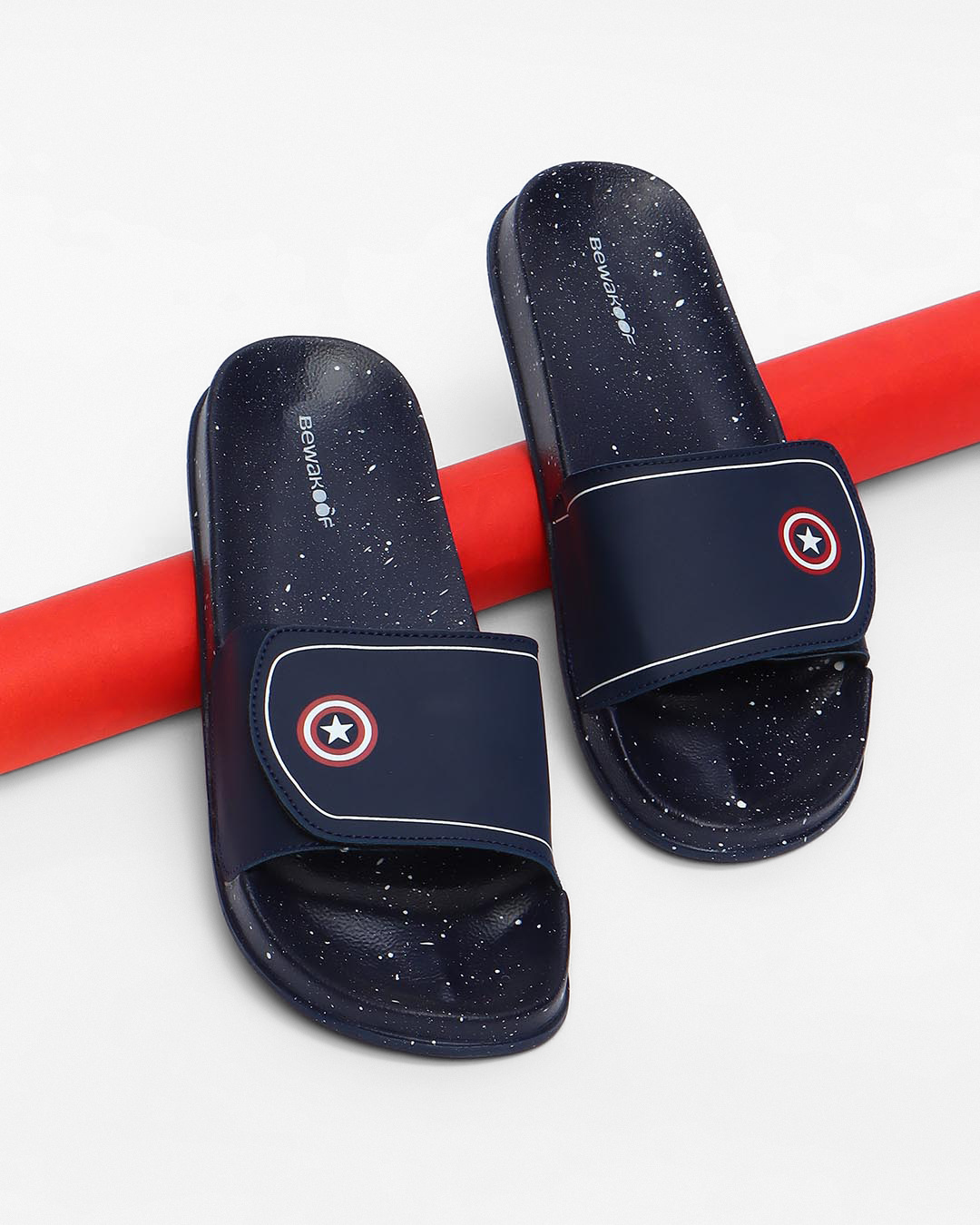 Buy Men's Blue America Shield Velcro Sliders Online in India at Bewakoof