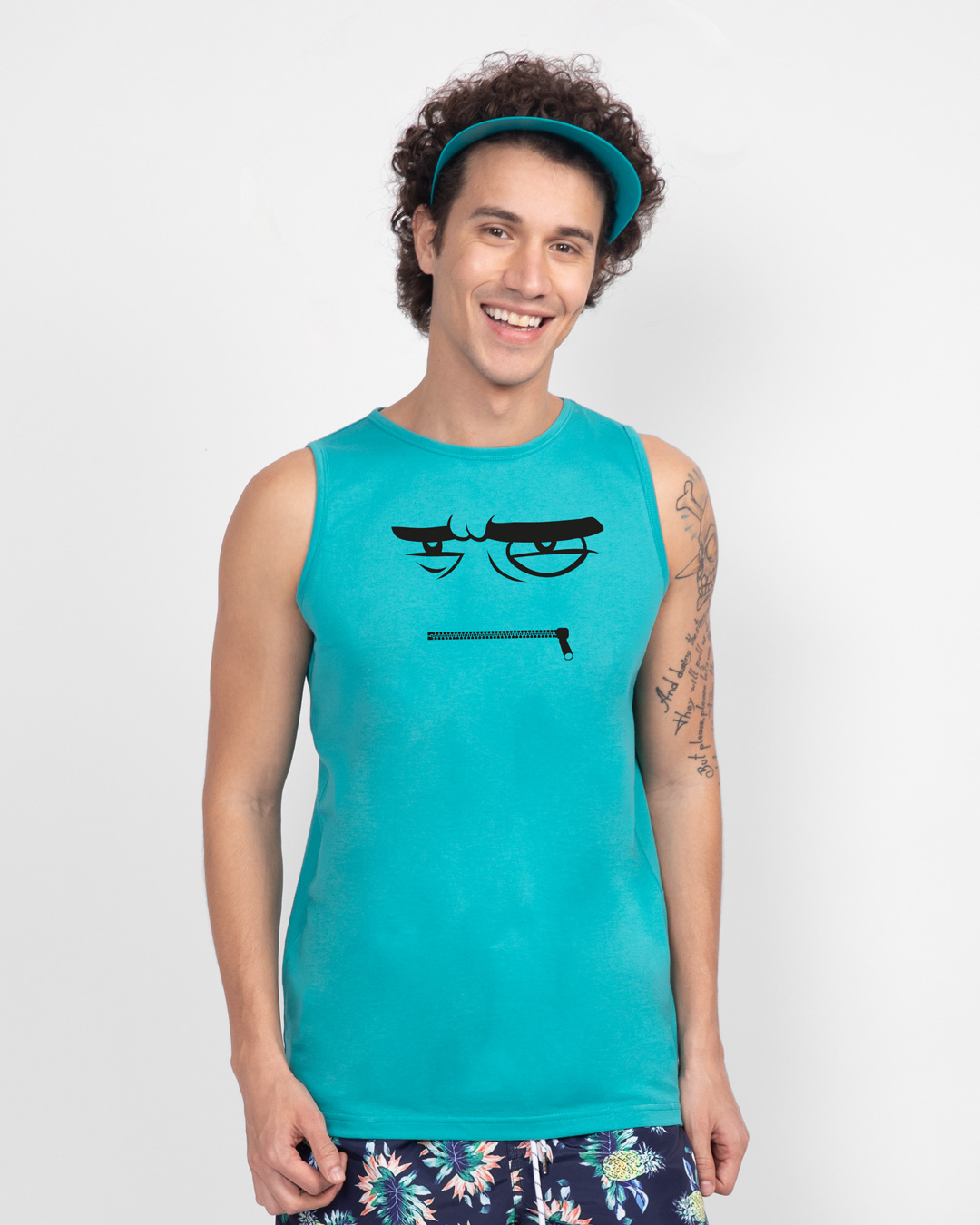 Buy Men's Blue Angry Zip Graphic Printed Vest Online at Bewakoof