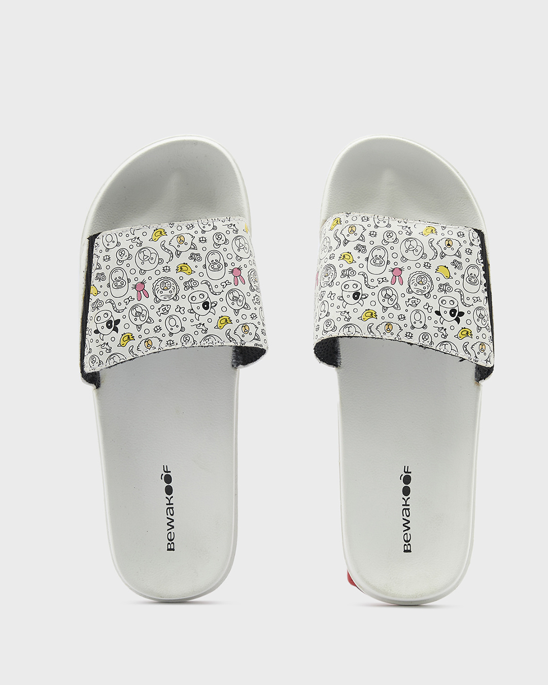 Buy Women's White Animal Doodles Printed Sliders Online in India at ...