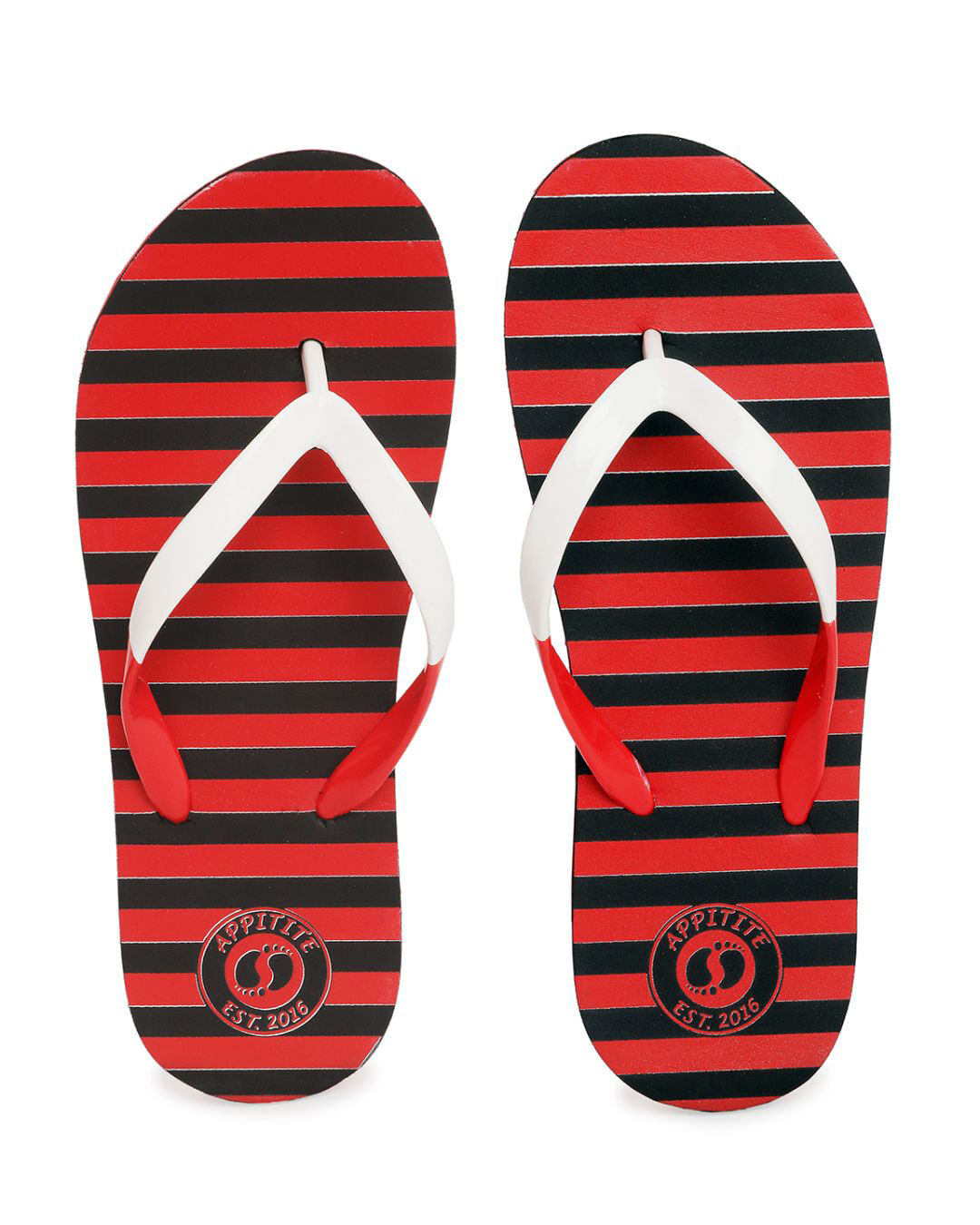 Buy Appitite Red and Black striped comfort Flip-Flop for women. Online ...