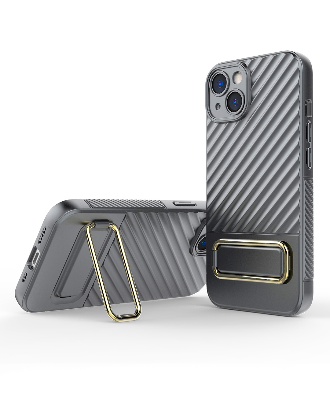 Buy Apple iPhone 13 Grey Back Cover With Gold Metal Kickstand Online in ...