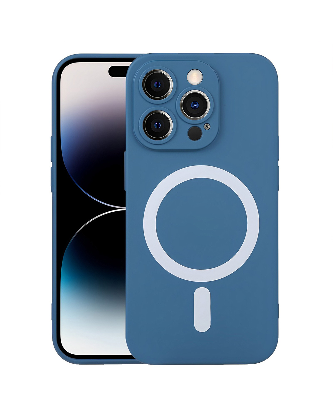 Buy Apple iPhone 14 Pro Blue Liquid Silicone Case With Magsafe Online ...