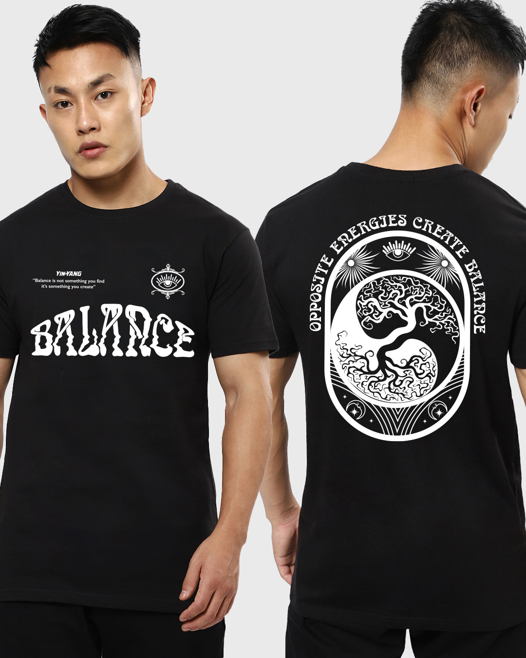 Buy Men's Black Balance Is Key Graphic Printed T-shirt Online at Bewakoof