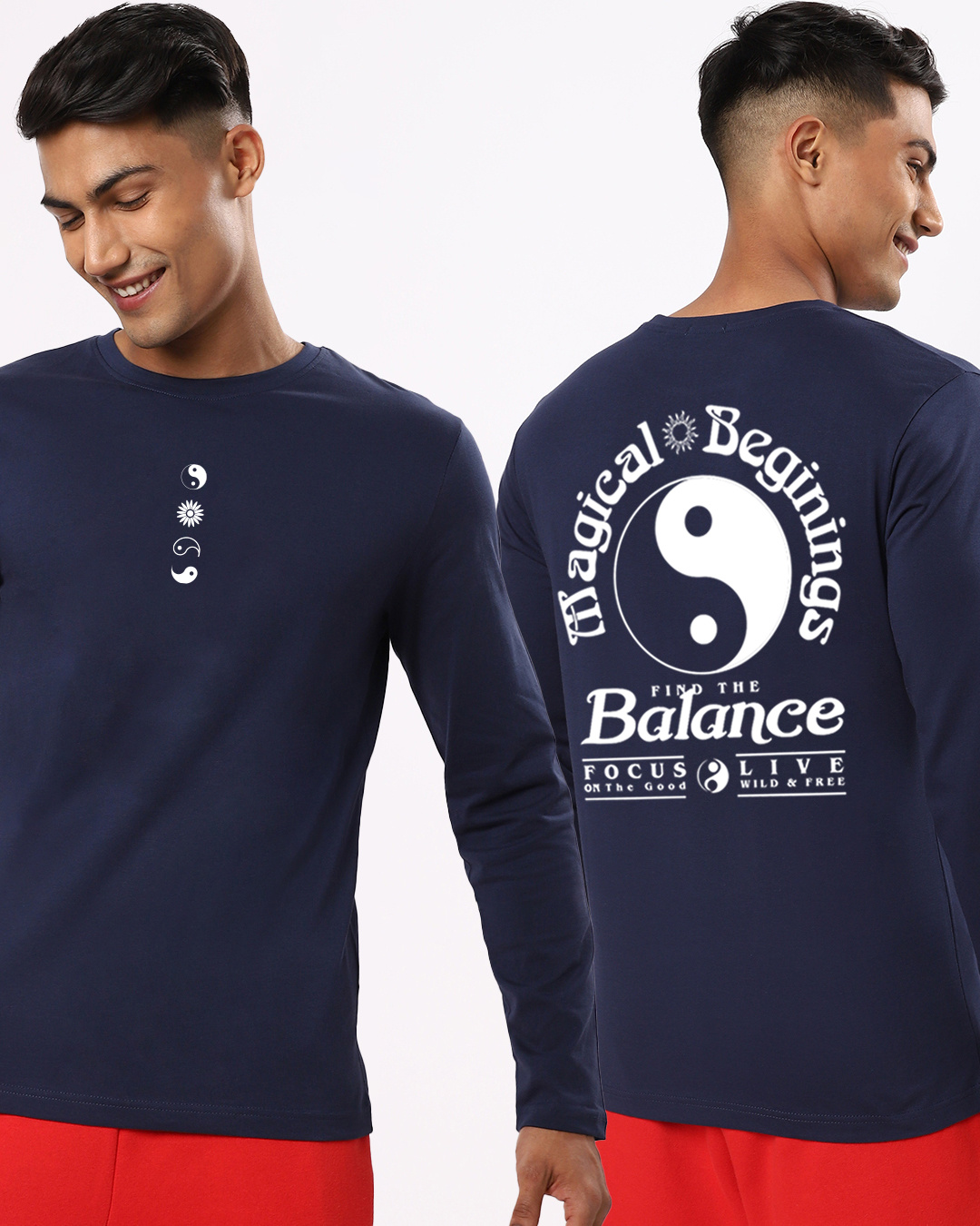 Buy Men's Blue Balance Is The Key Graphic Printed T-shirt Online at ...
