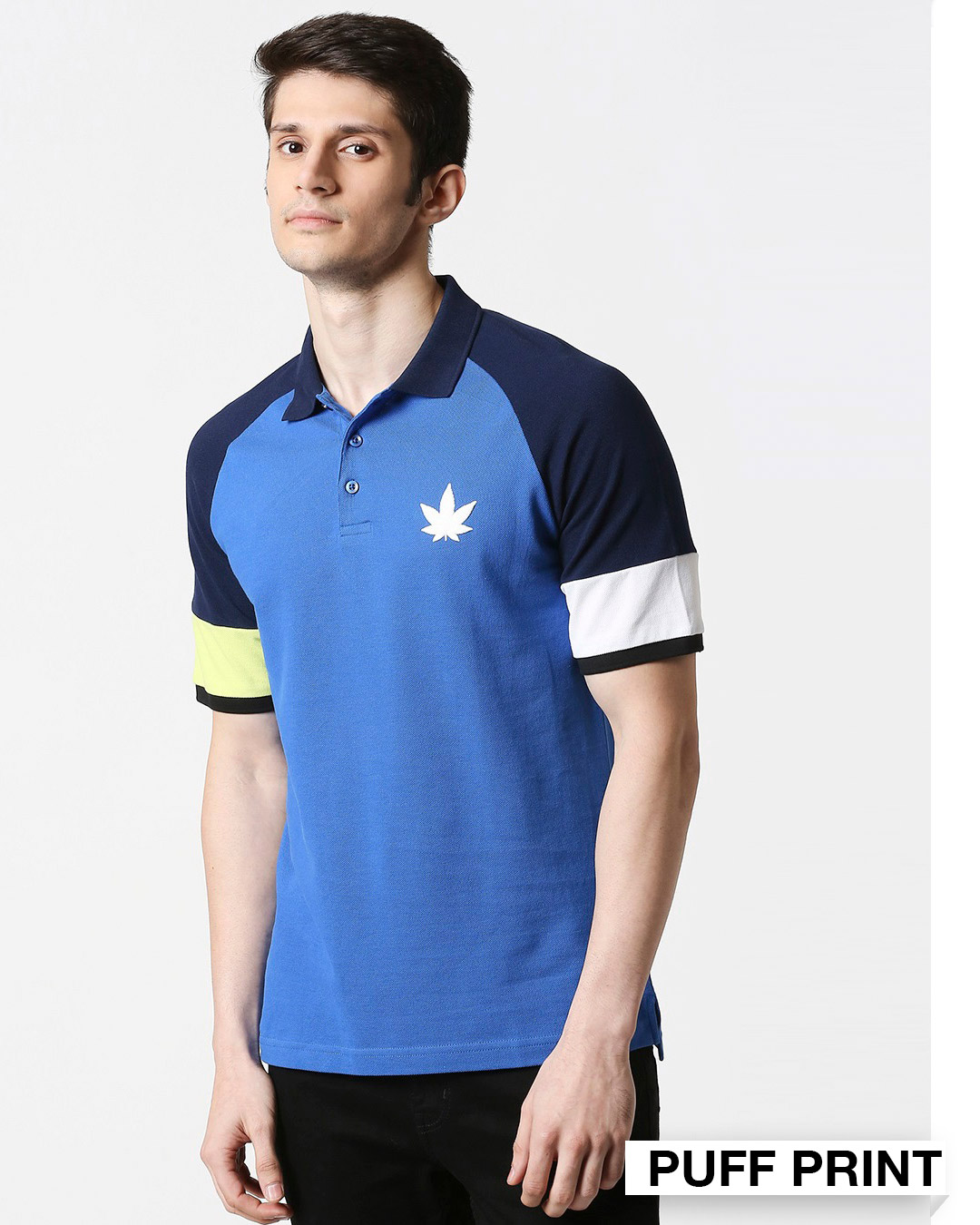 Buy Baleine Blue Half Sleeve Raglan Shoulder Cut & Sew Polo Online at ...