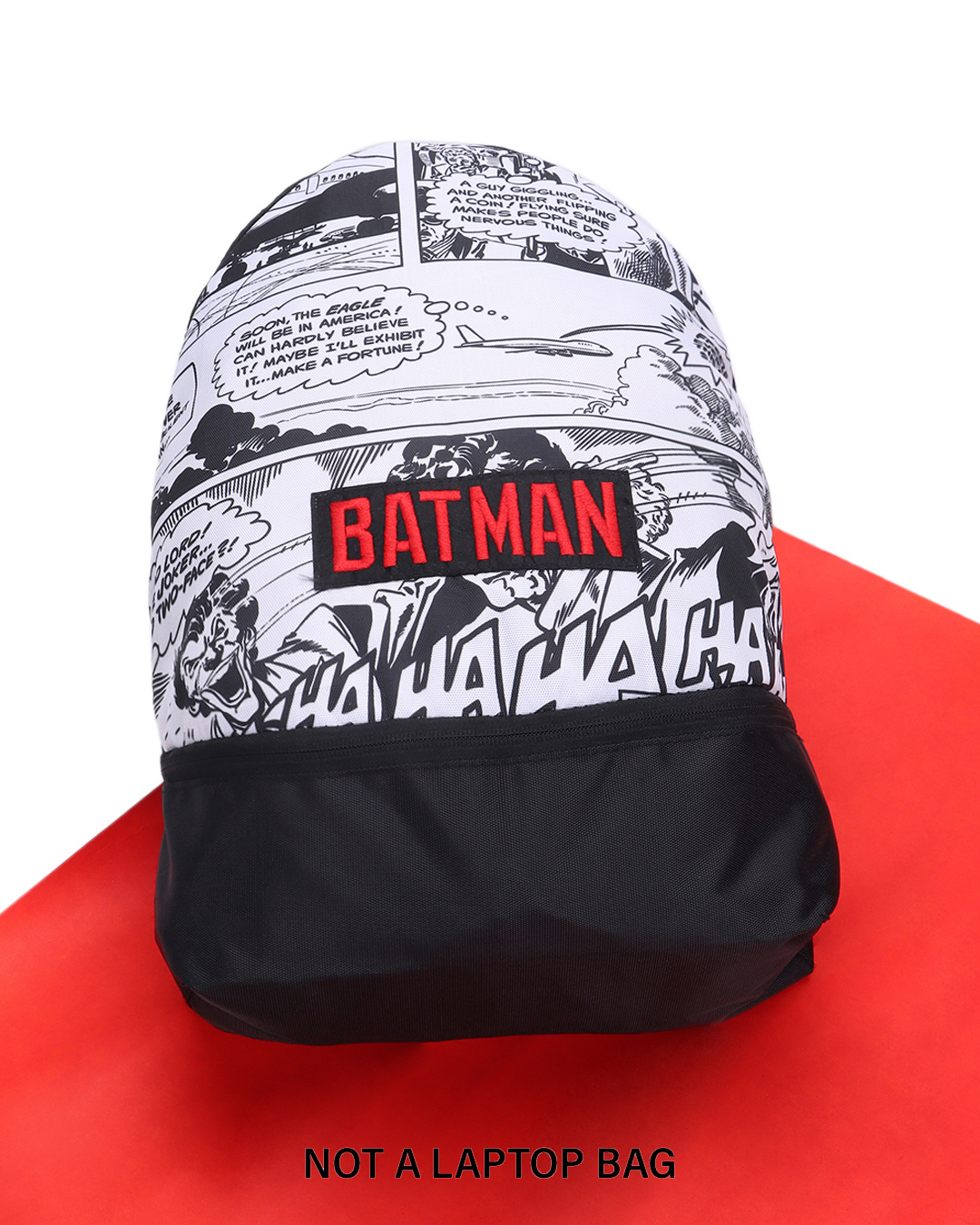 Buy Unisex Black Batman Comic Script Printed Small Backpack Online in ...