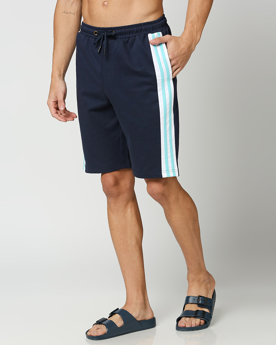 Buy Beach Blue Color Block Shorts Online at Bewakoof