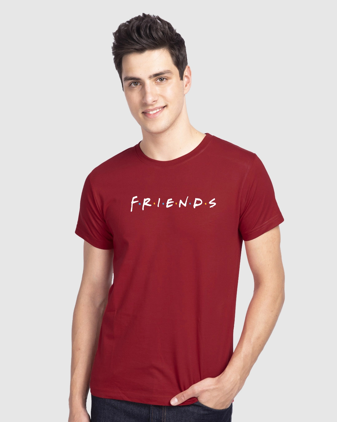 Buy Men's Red Friends Logo Typography T-shirt Online at Bewakoof