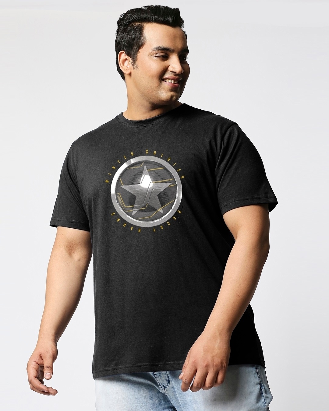 Buy Men's Black Winter Soldier Sigil Graphic Printed Plus Size T-shirt Online at Bewakoof