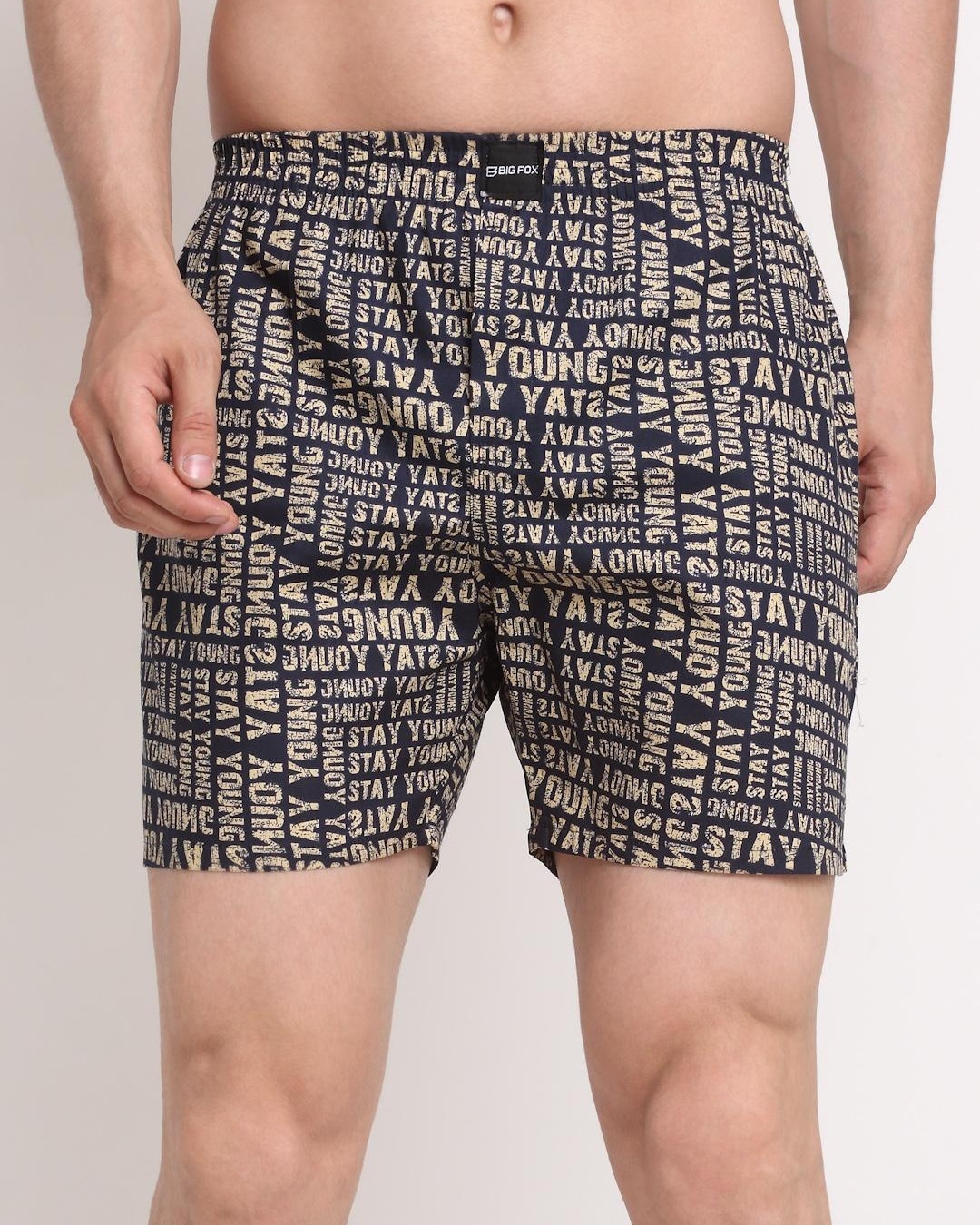 Buy Men's Blue Typography Relaxed Fit Boxers Online in India at Bewakoof
