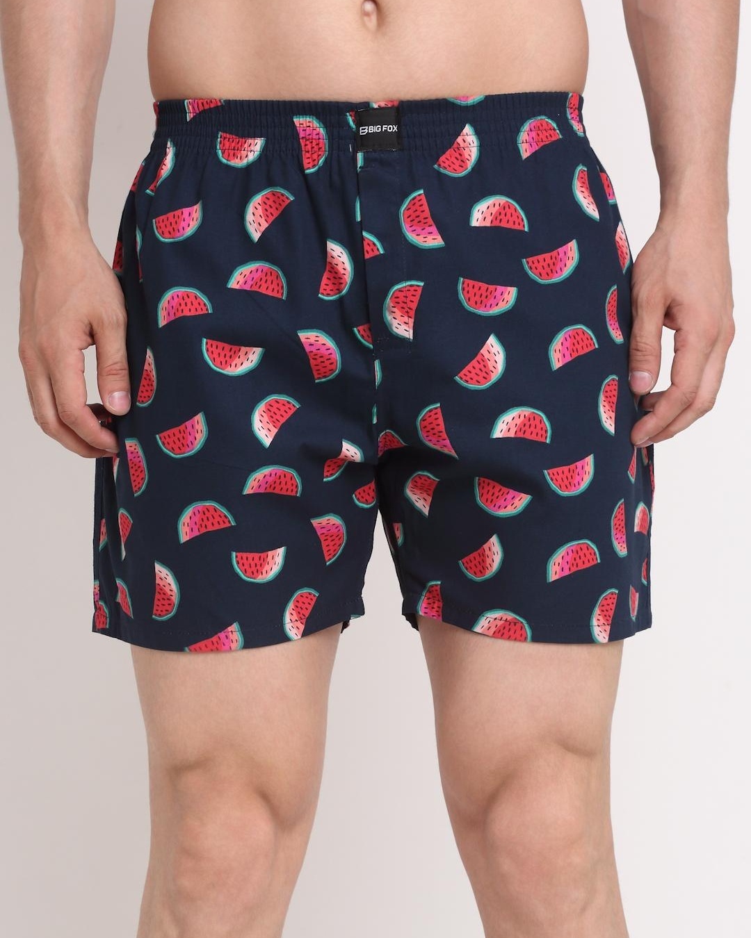 Buy Big Fox Men's Blue Printed Relaxed Fit Boxers Online in India at ...