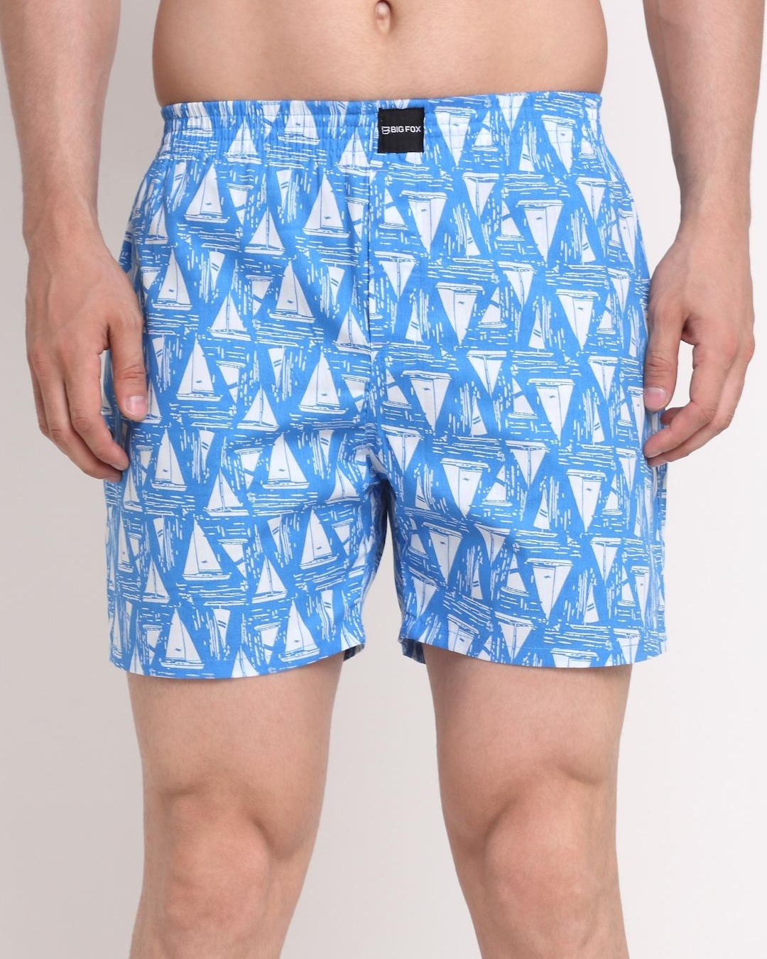 Buy Big Fox Men's Blue Printed Relaxed Fit Boxers Online in India at ...