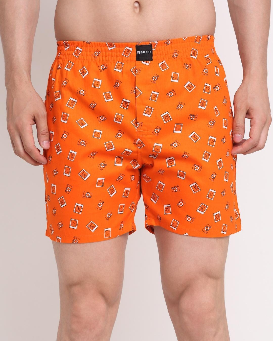 Buy Big Fox Men's Orange Printed Relaxed Fit Boxers Online in India at ...