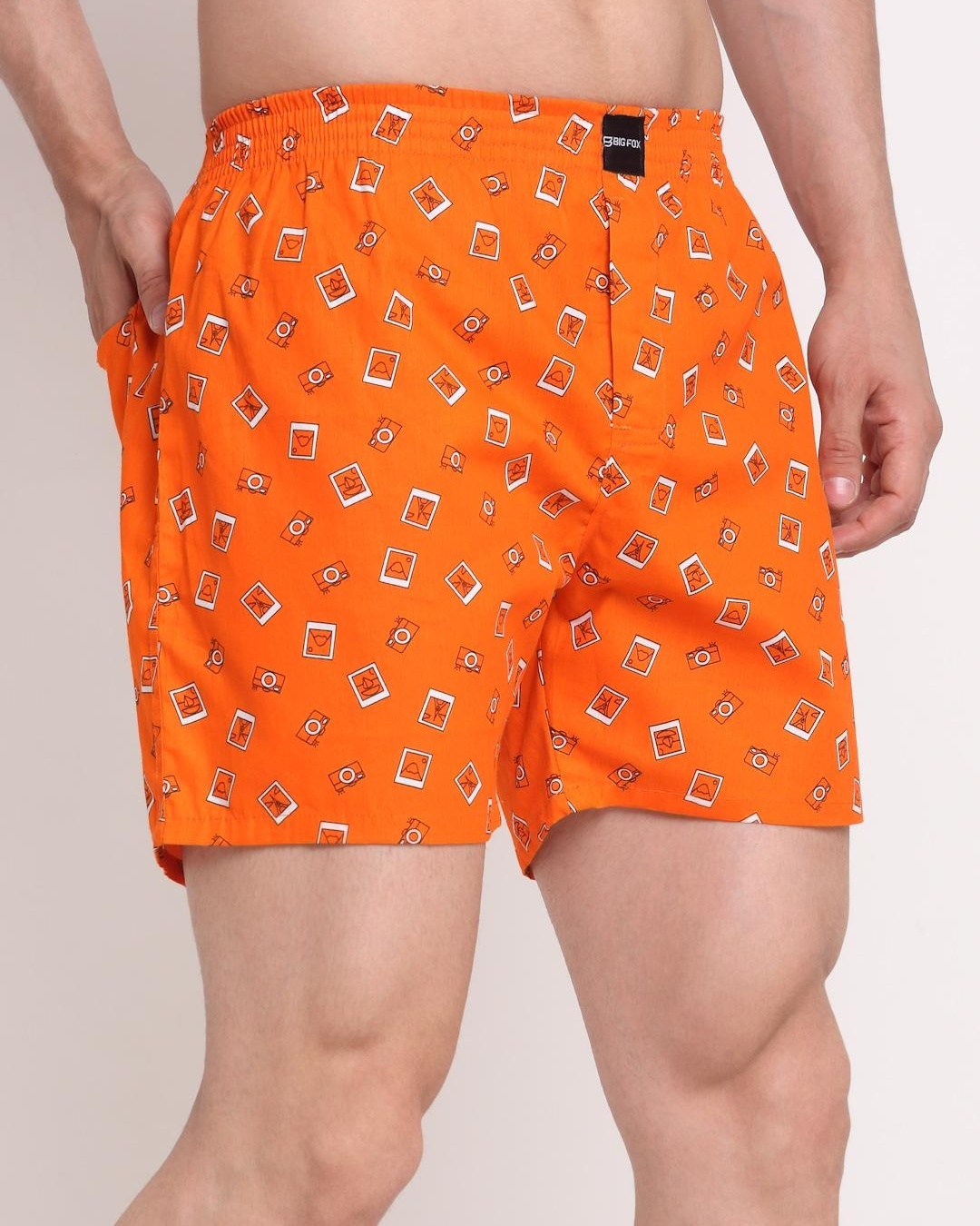 Buy Big Fox Men's Orange Printed Relaxed Fit Boxers Online in India at ...