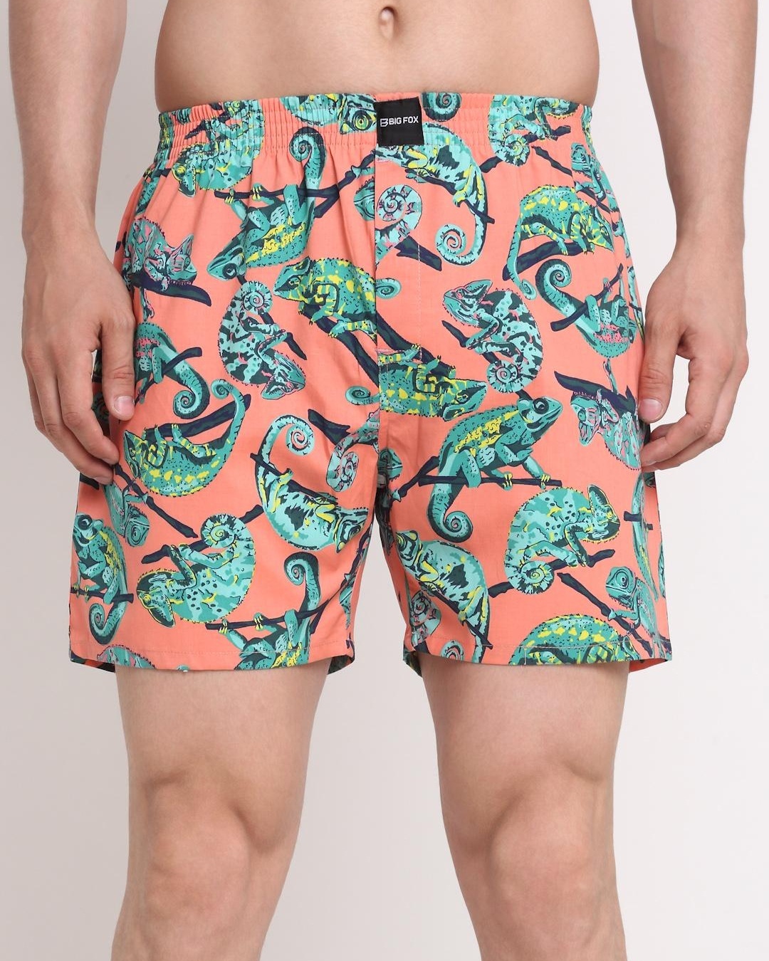 Buy Big Fox Men's Peach Printed Relaxed Fit Boxers Online in India at ...