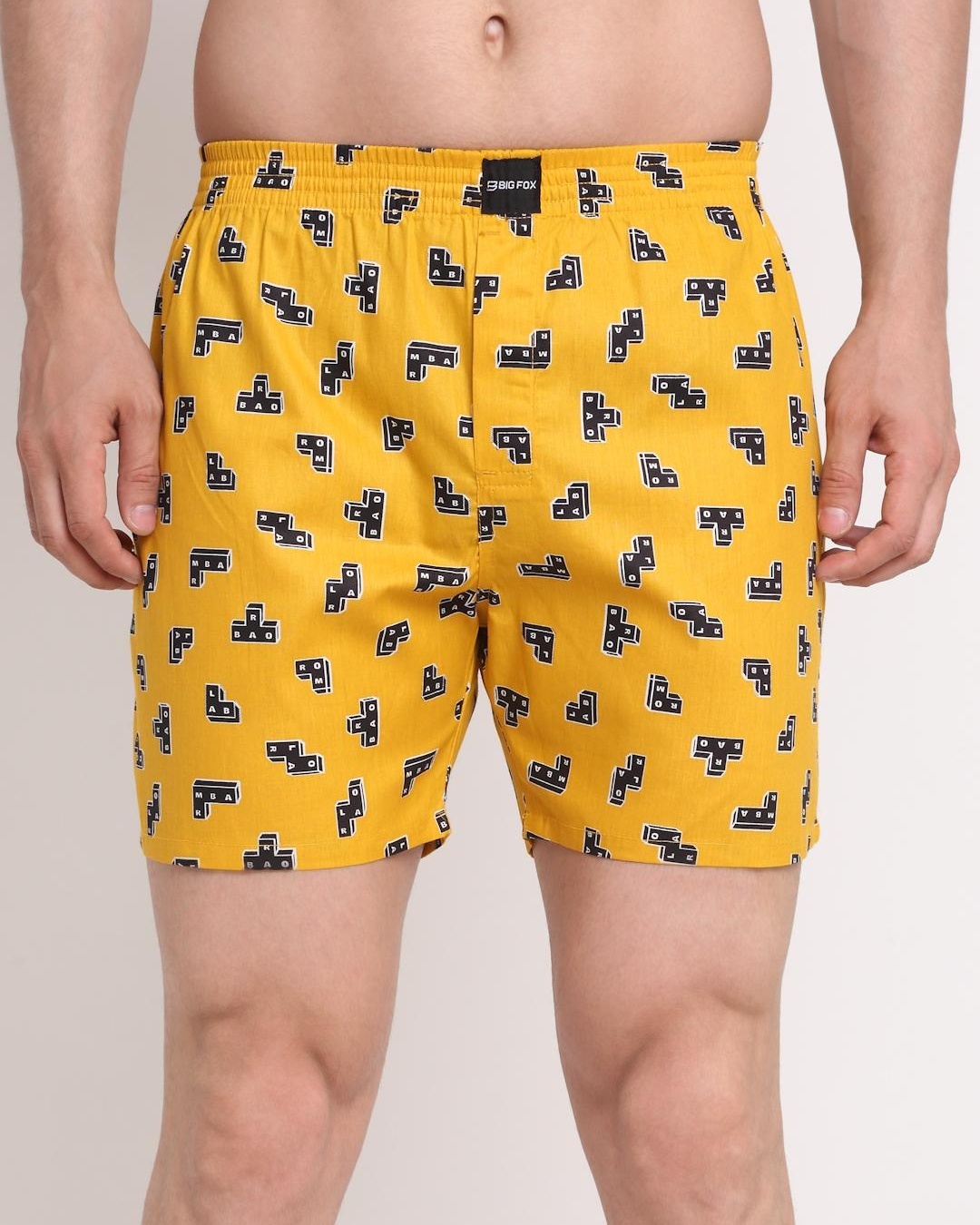 Buy Big Fox Men's Yellow Printed Relaxed Fit Boxers Online in India at ...