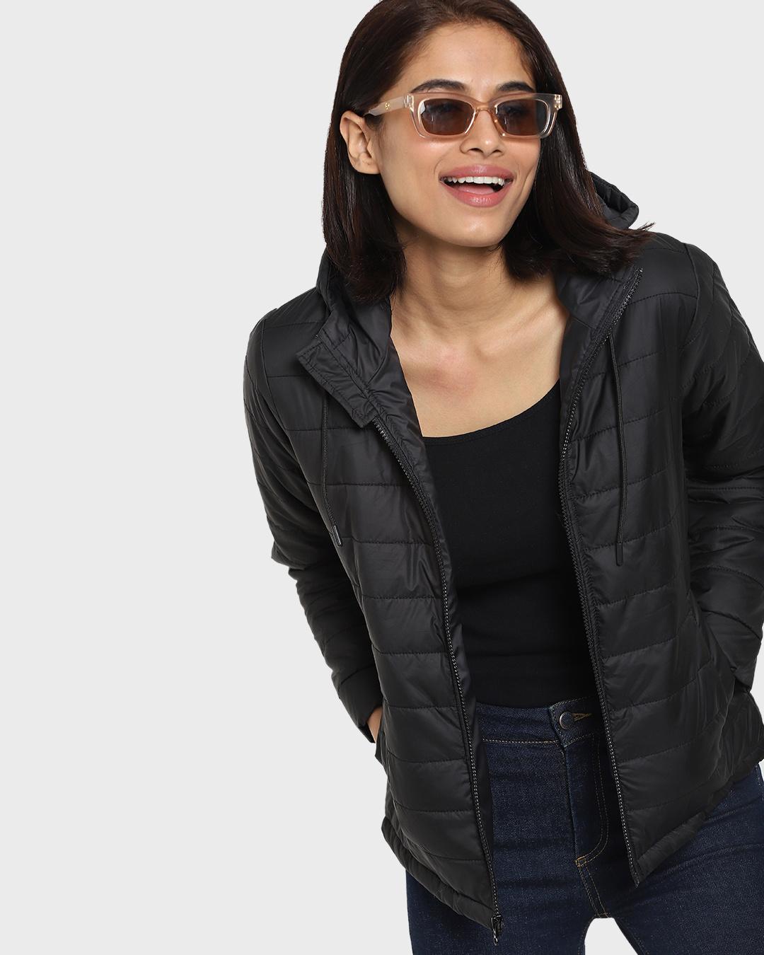 Buy Women's Black Relaxed Fit Puffer Jacket Online at Bewakoof