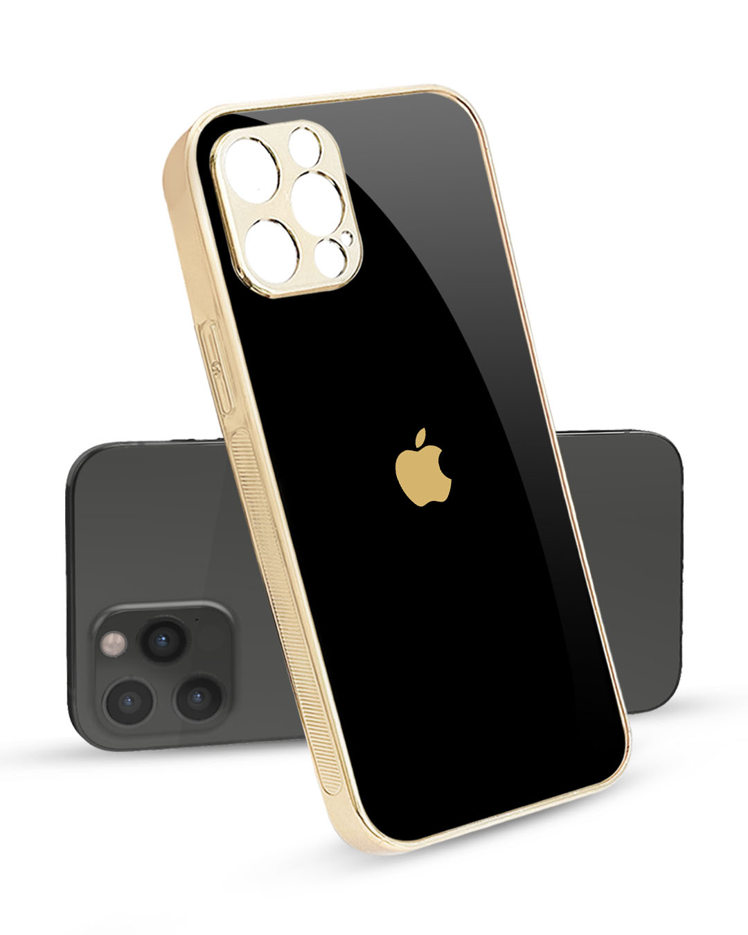 Buy Black Gold Logo Metallic Gold Premium Glass Case for Apple iPhone ...