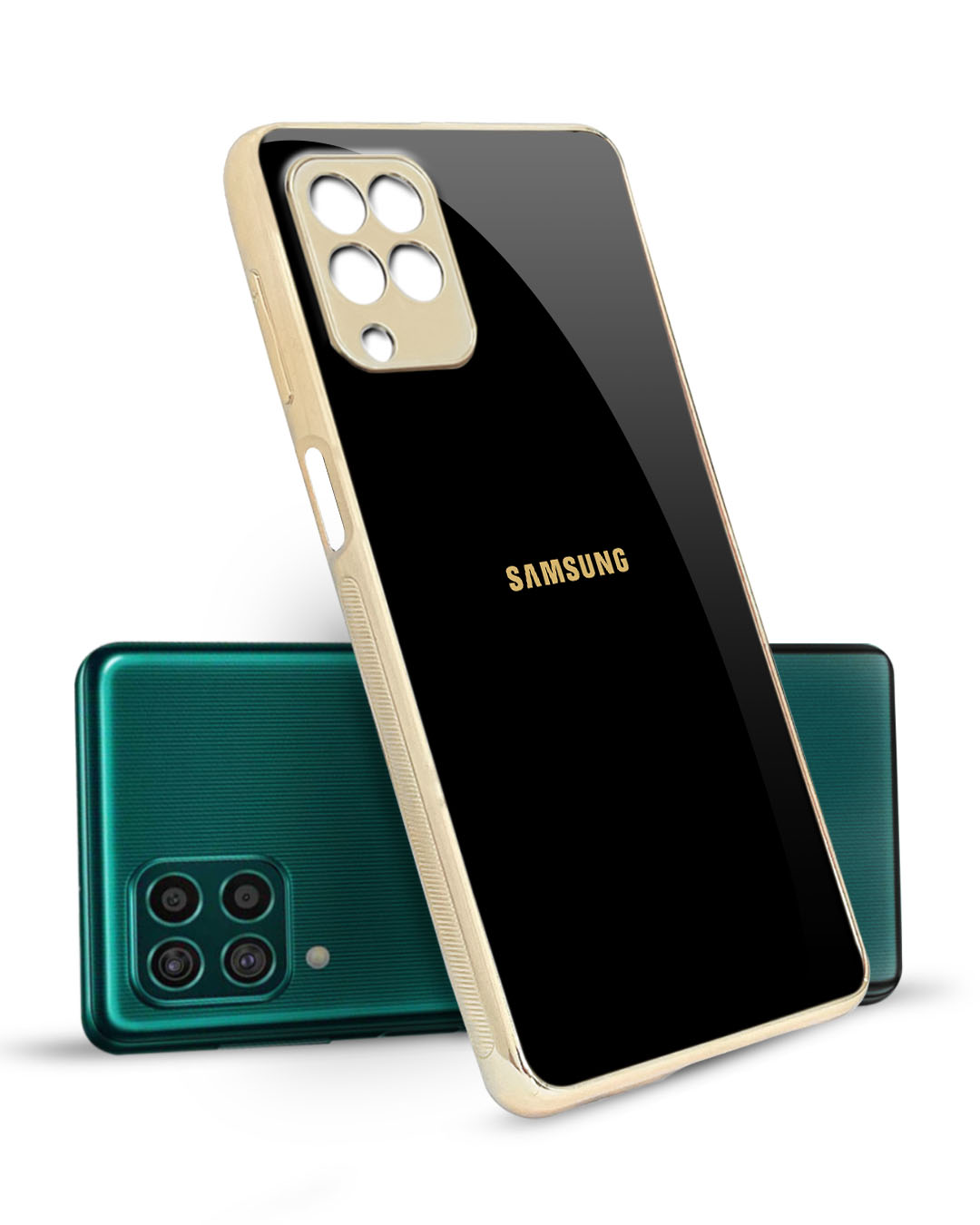 Buy Black Gold Logo Metallic Gold Premium Glass Case for Samsung Galaxy ...
