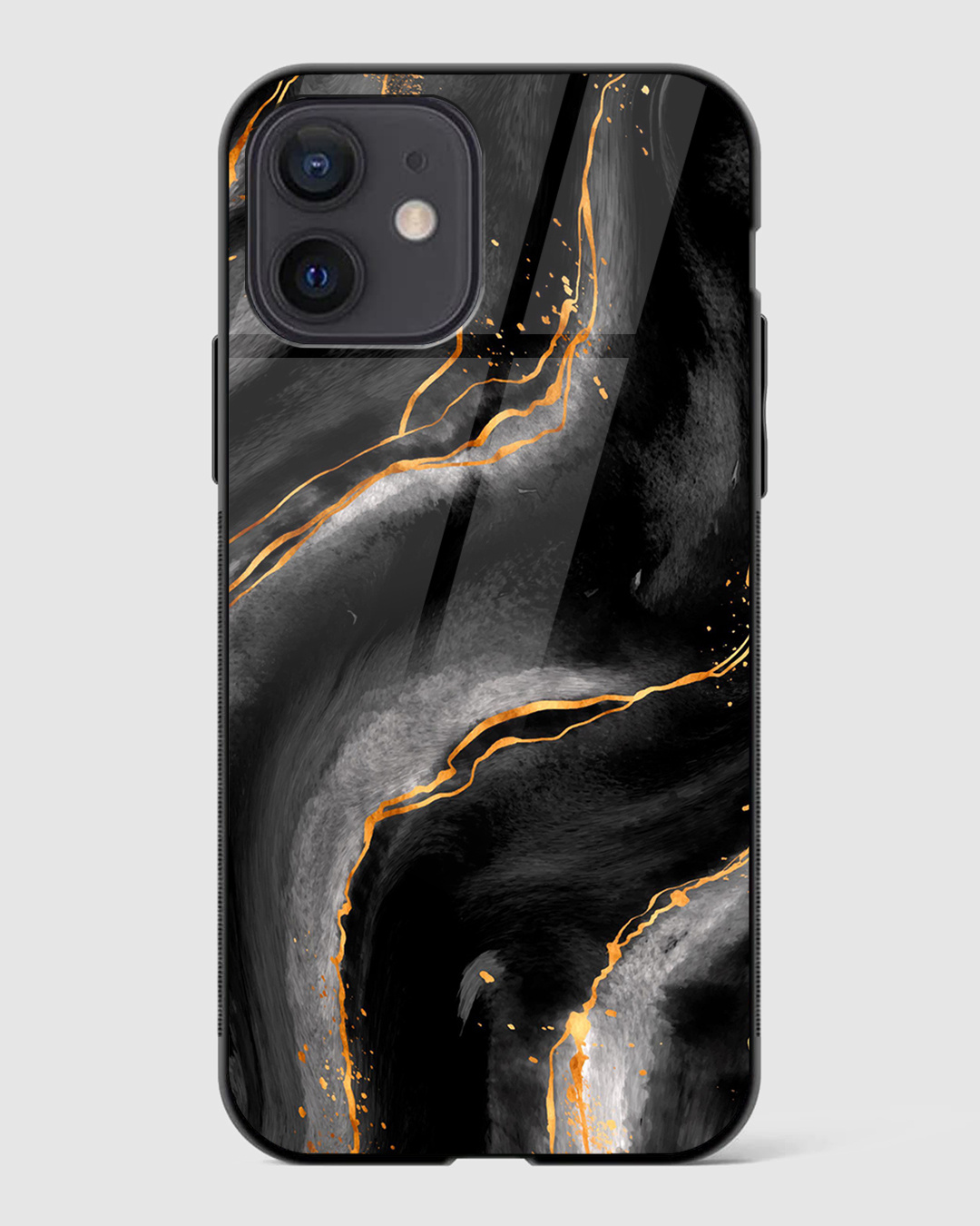 Buy Black Golden Marble Premium Glass Case for Apple iPhone 12 Online ...