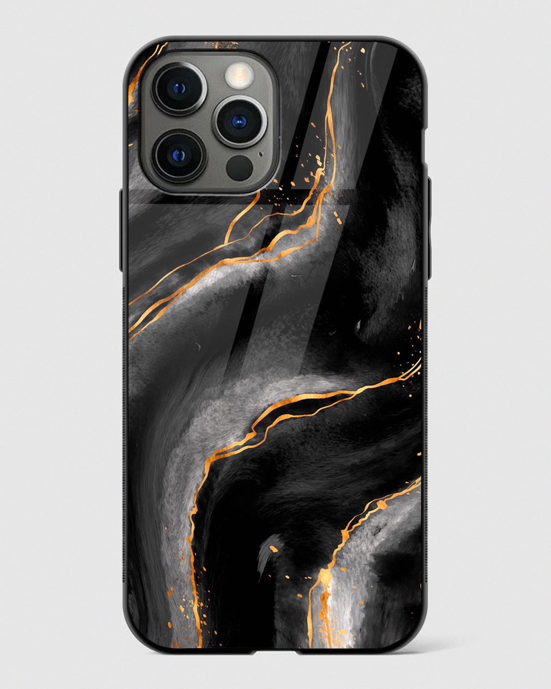 Buy Black Golden Marble Premium Glass Case for Apple iPhone 15 Pro Max ...