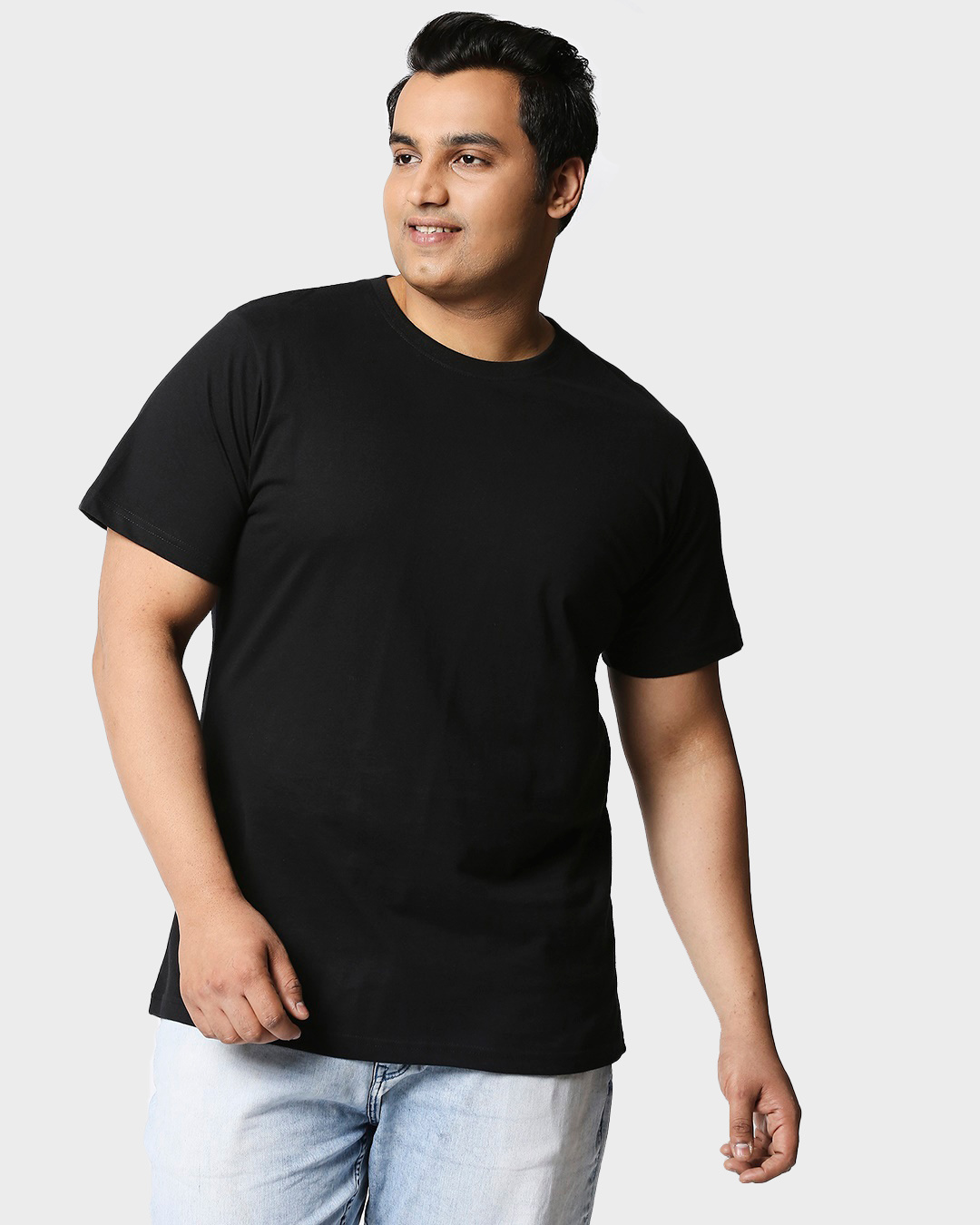Buy Black Half Sleeve Plus Size T-Shirt Online at Bewakoof