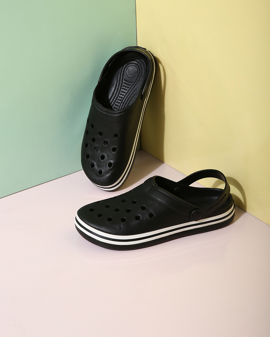 Buy Black Men's Solid Clog Sandals Online in India at Bewakoof