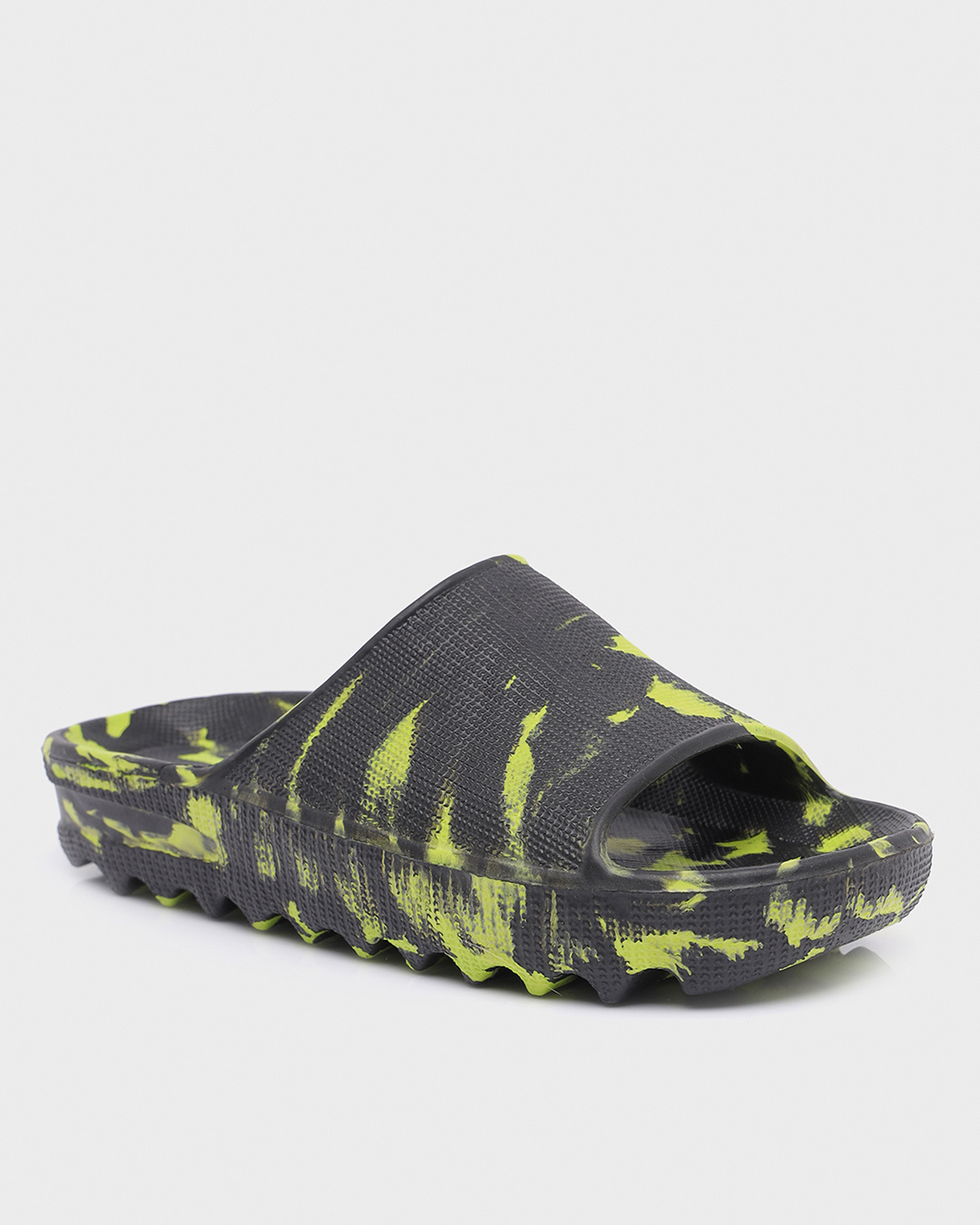 Buy Black-Neon Green Men's Zig Zag Slider Online in India at Bewakoof