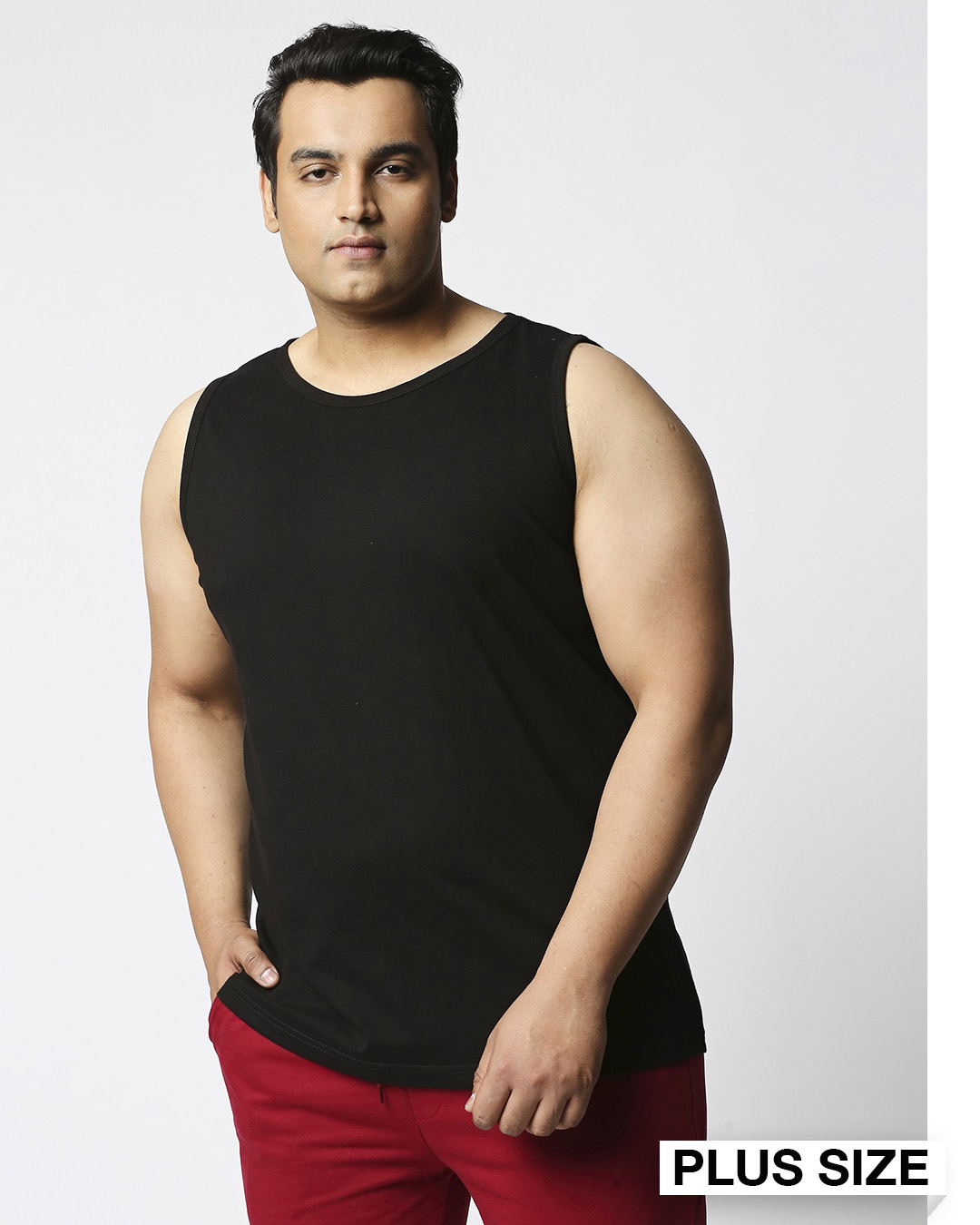 Black Men's Plain Vest Plus Size