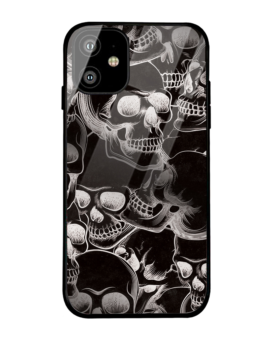 Buy Black Skulls Premium Glass Cover for Apple iPhone 12 Mini Online in ...