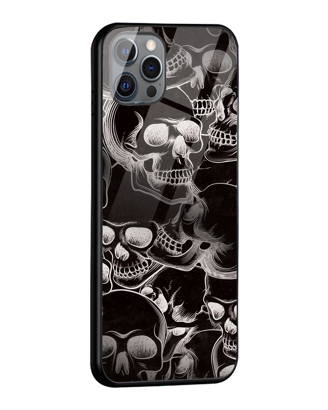 Buy Black Skulls Premium Glass Cover for Apple iPhone 12 Pro Online in ...