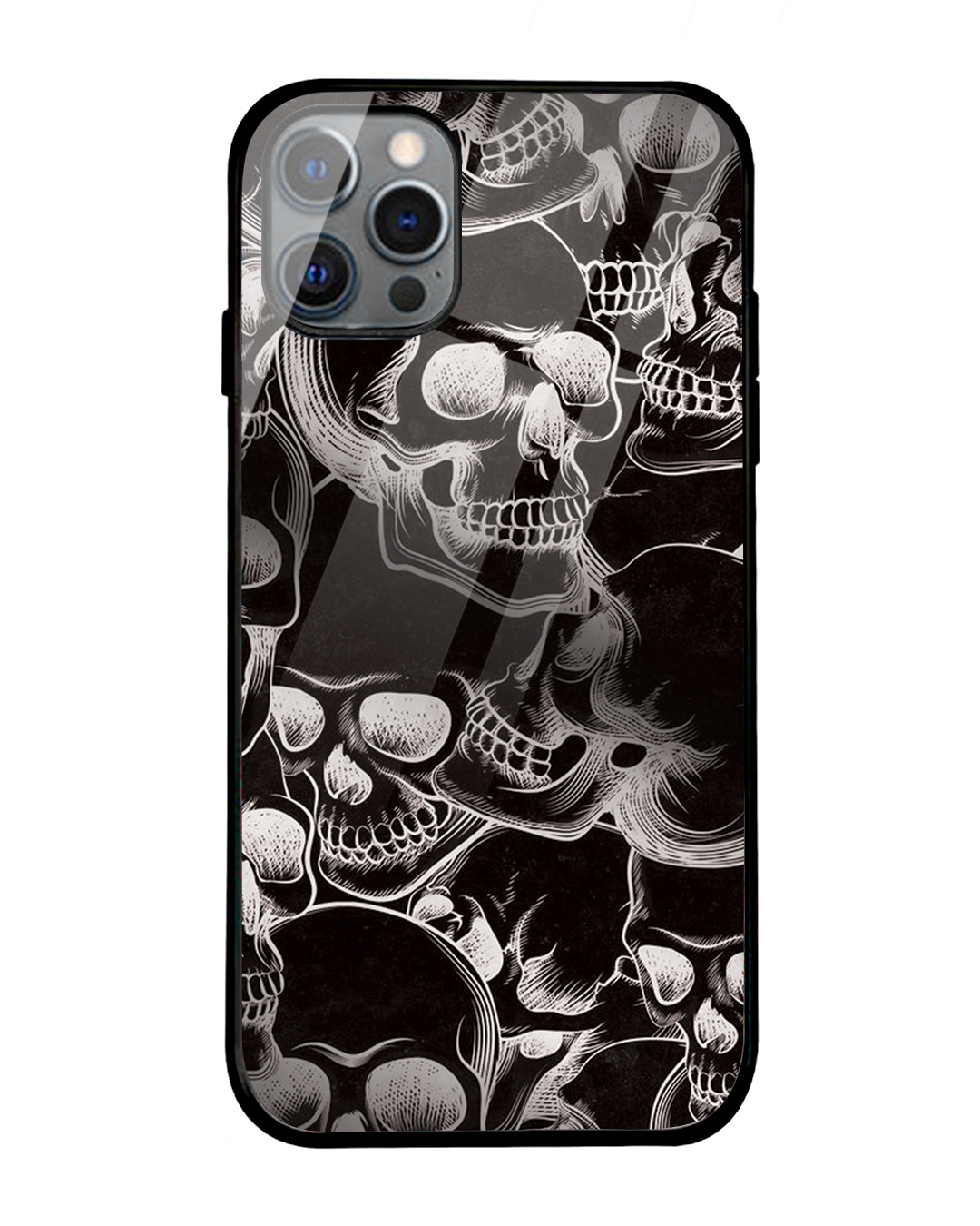 Buy Black Skulls Premium Glass Cover for Apple iPhone 12 Pro Max Online ...