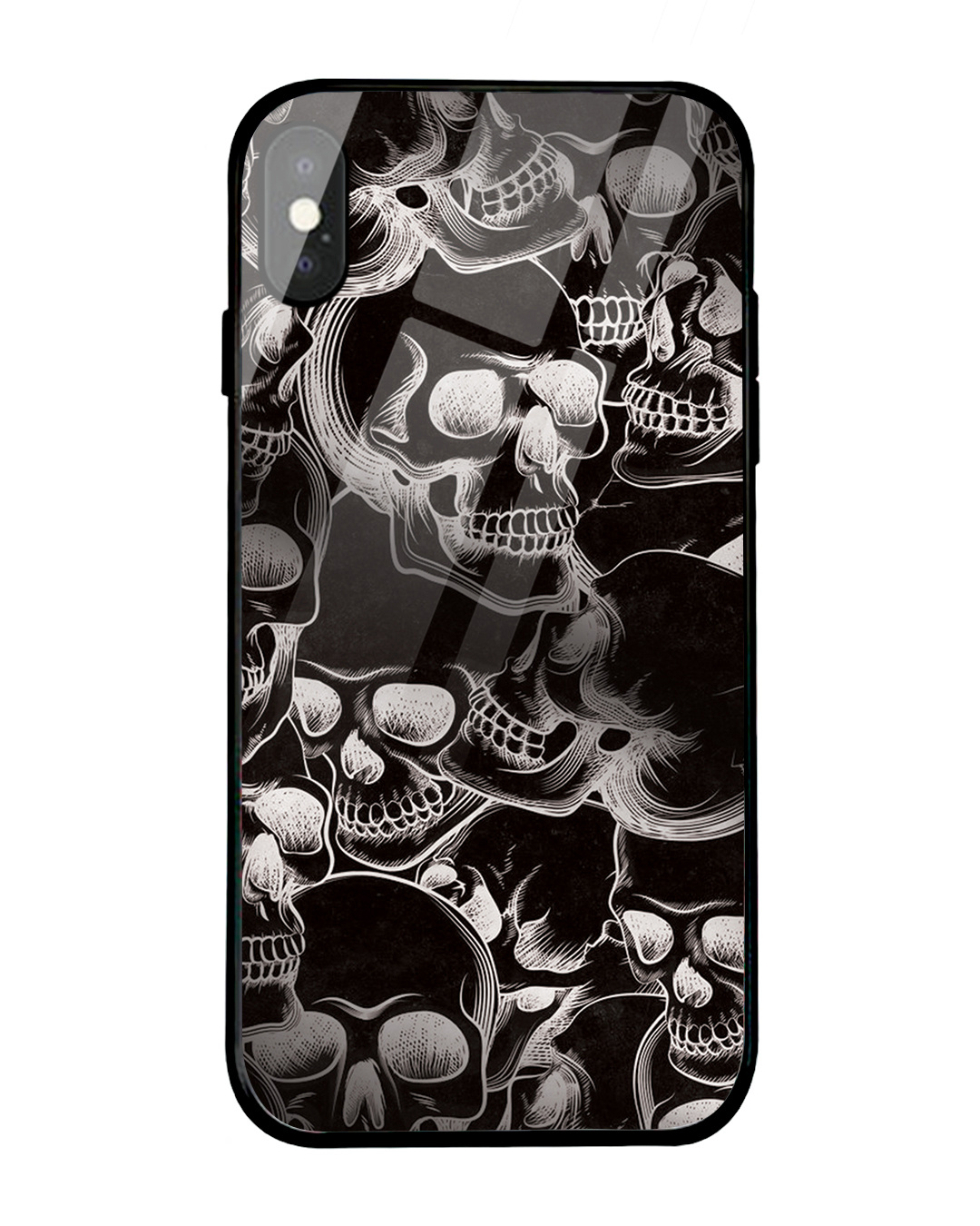Buy Black Skulls Premium Glass Cover for Apple iPhone X Online in India ...