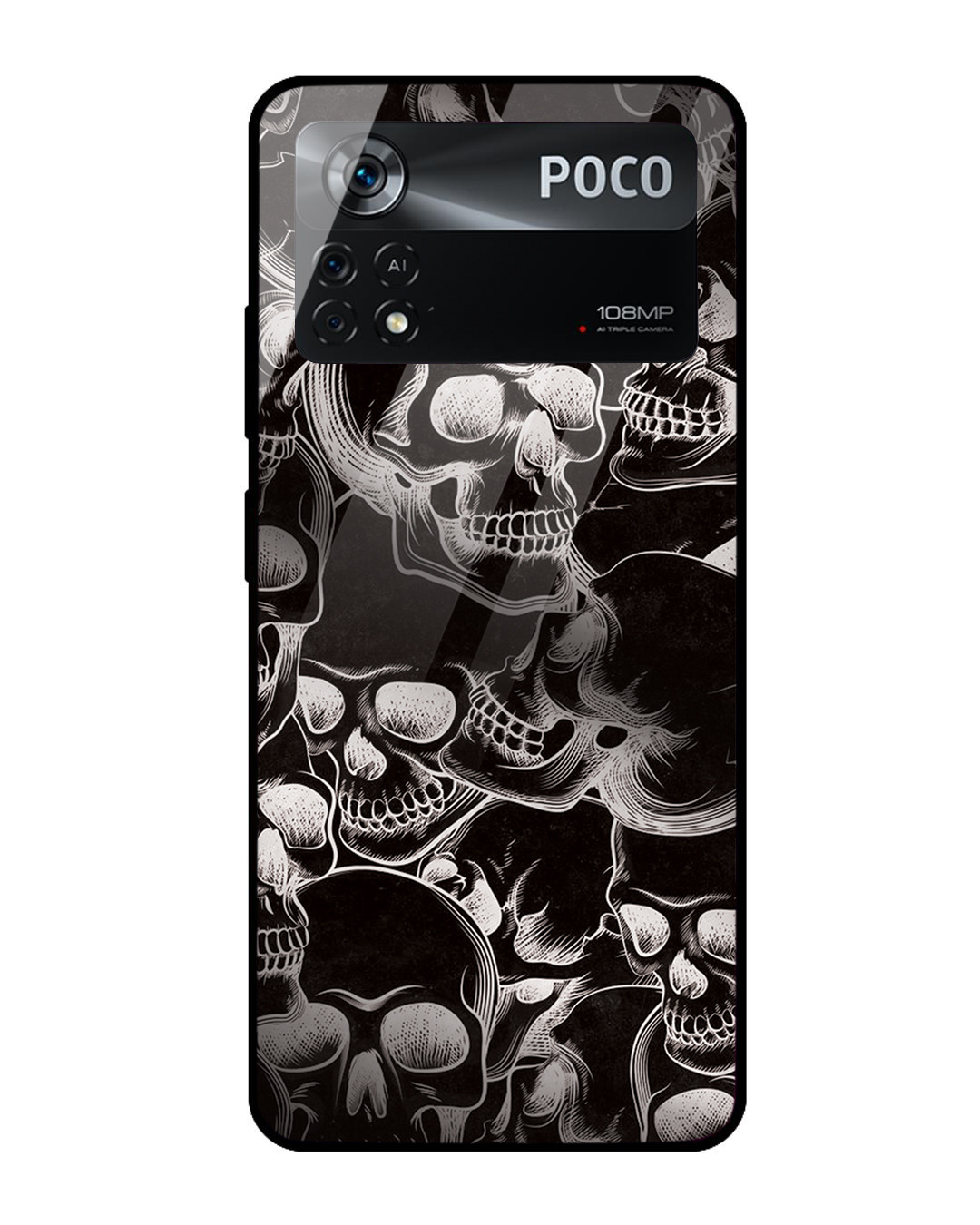 Buy Black Skulls Premium Glass Cover for Poco X4 Pro 5G Online in India ...