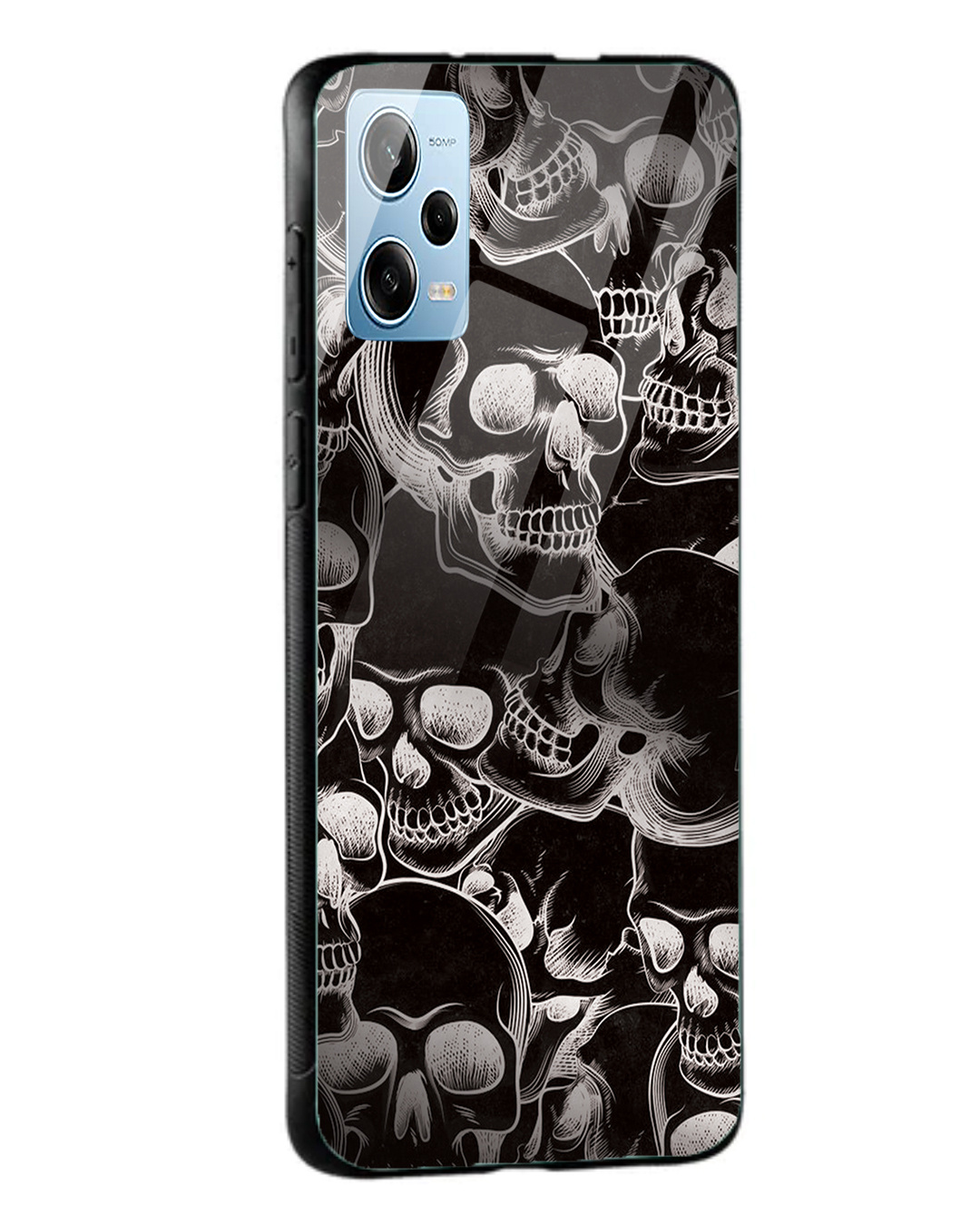 Buy Black Skulls Premium Glass Cover for Redmi Note 12 Pro 5G Online in ...