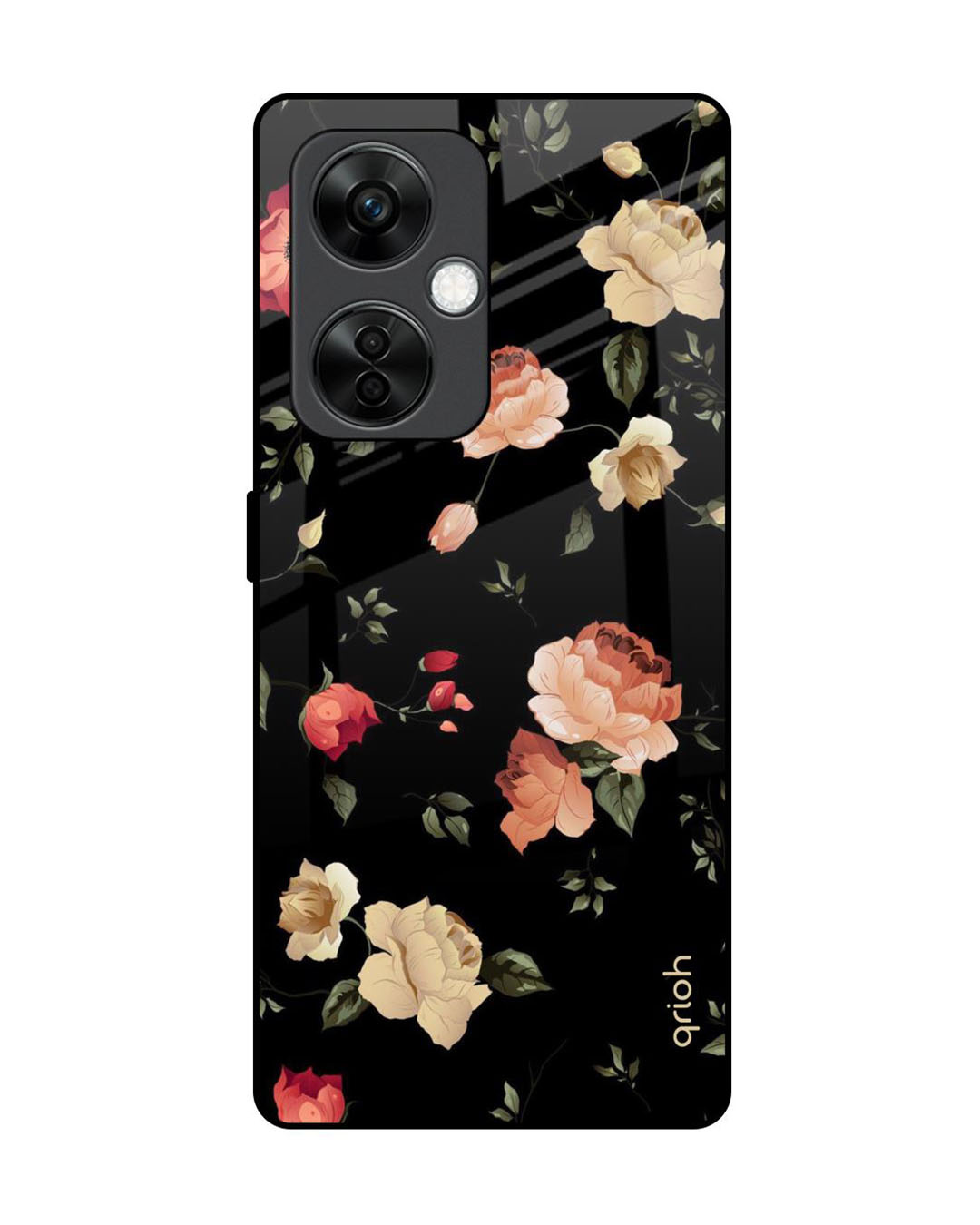 Buy Black Spring Floral Premium Glass Case for OnePlus Nord CE 3 5G ...