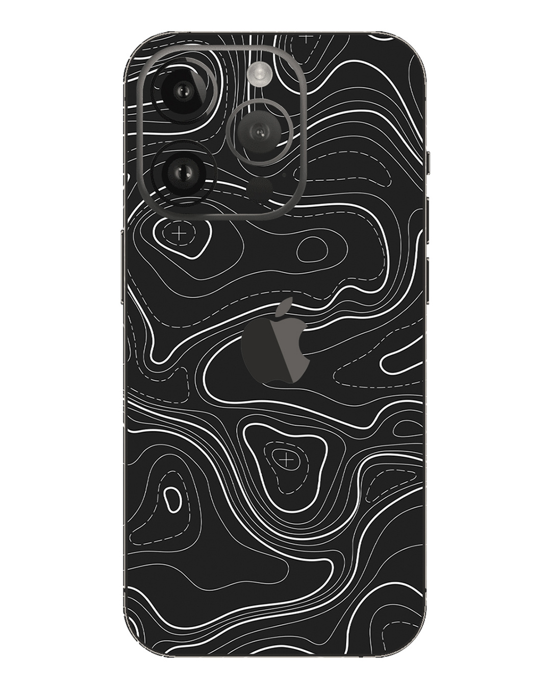 Buy Black Topographic Map Abstract Printed Mobile Skin for Apple iPhone ...