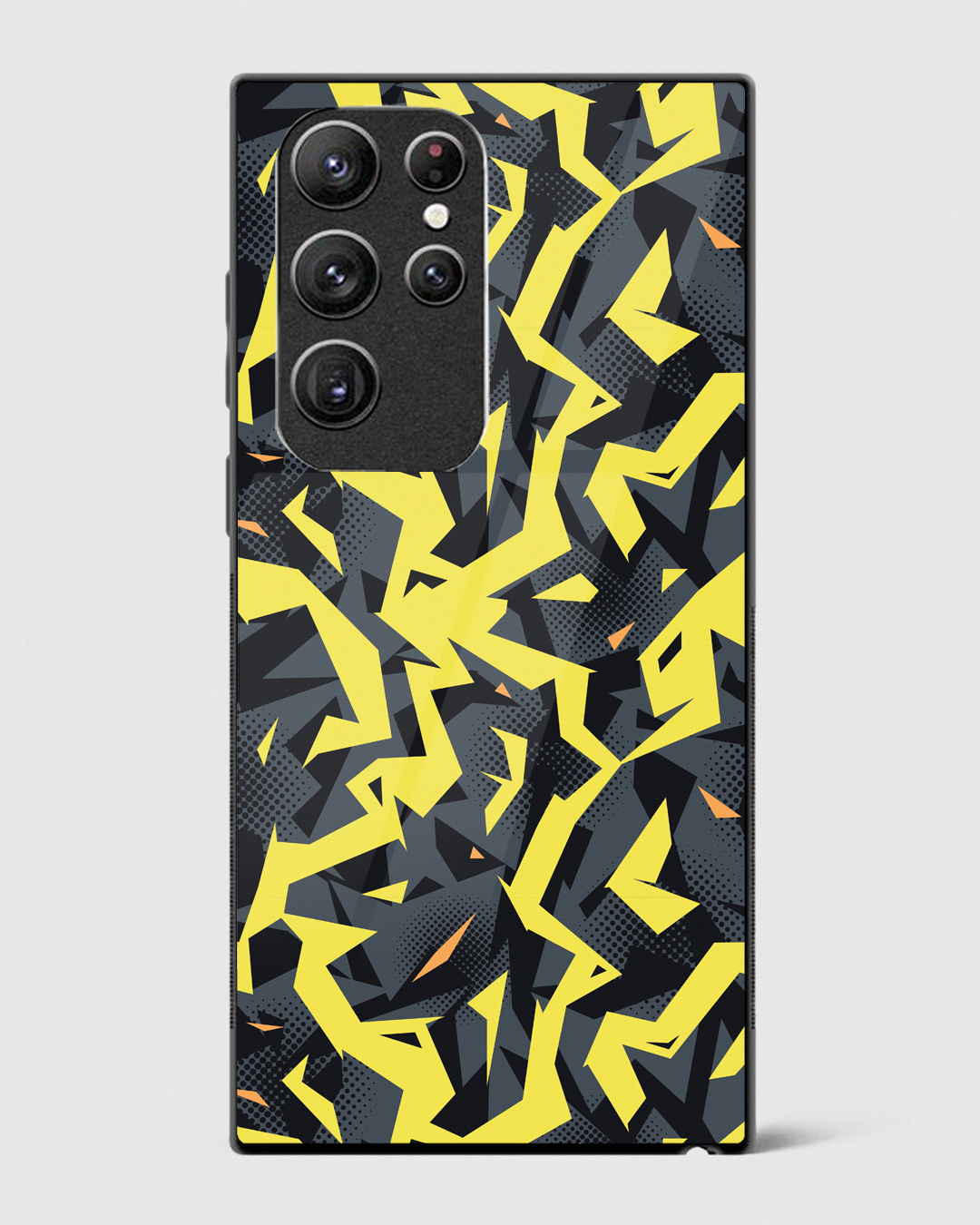 Buy Black Yellow Camo Premium Glass Case for Samsung Galaxy S22 Ultra ...