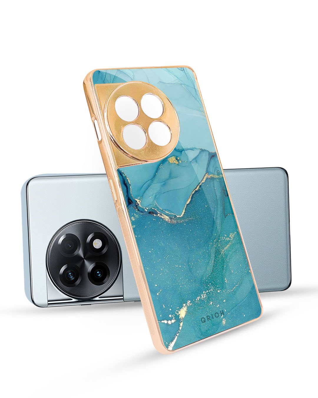 Buy Blue Golden Glitter Copper Metallic Gold Premium Glass Case for ...